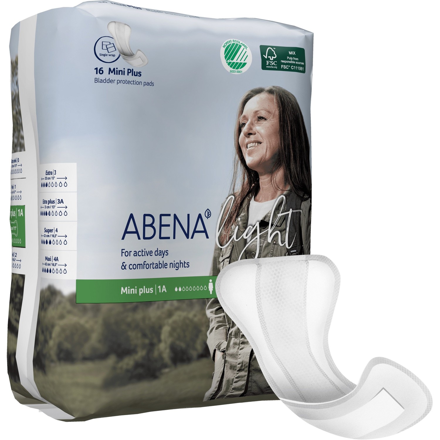 Abena Light Premium Incontinence Pads, (Sizes 0 To 4A) Size 1A, 16 ...