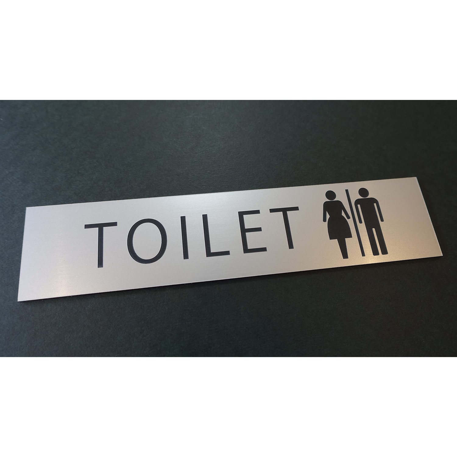 Toilet Sign Plate, Silver, Metallic Style, Acrylic, Long Square [TOILET ...