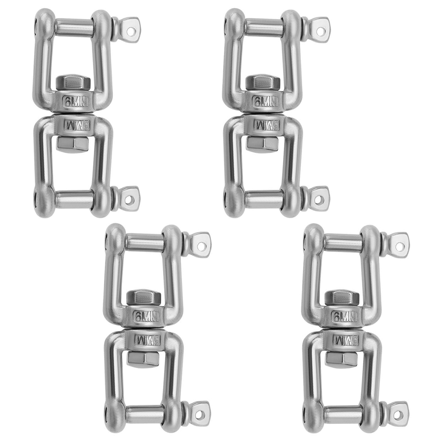 ECSiNG Pack of 4 Swivel Double Shackles, Stainless Steel, 316 M6 x 67 ...