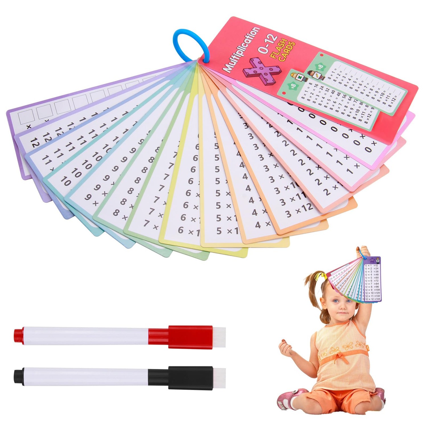 Multiplication Flash Cards 0-12 Times Table poster chart 15 Pcs Math ...
