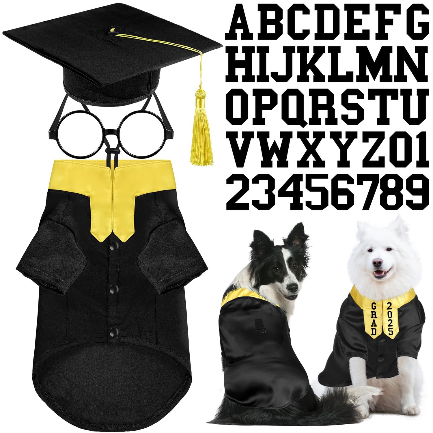 Huhumy 5 Pcs Dog Graduation Costume Set Include 2025 Pet Graduation ...