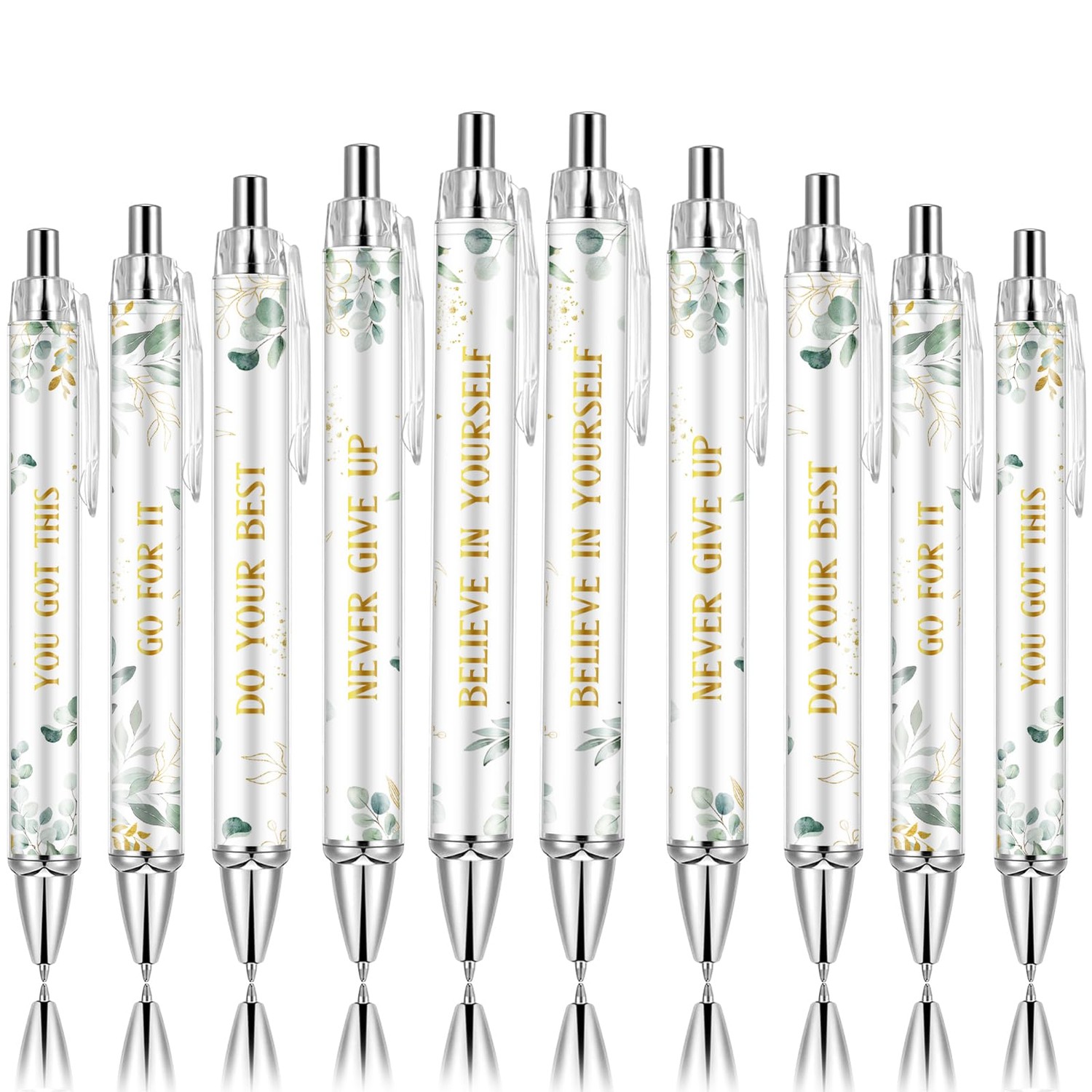 10PCS Inspirational Ballpoint Pen Green Eucalyptus Leaves Ballpoint Pen ...