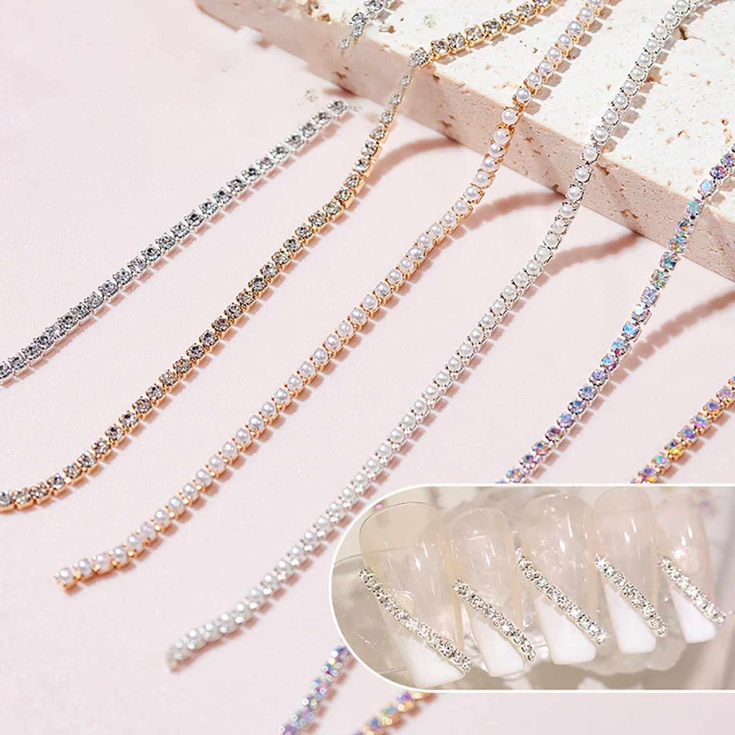 6 types of nail chain: 11.8 inches (30 cm), nail chain, gold nail part ...
