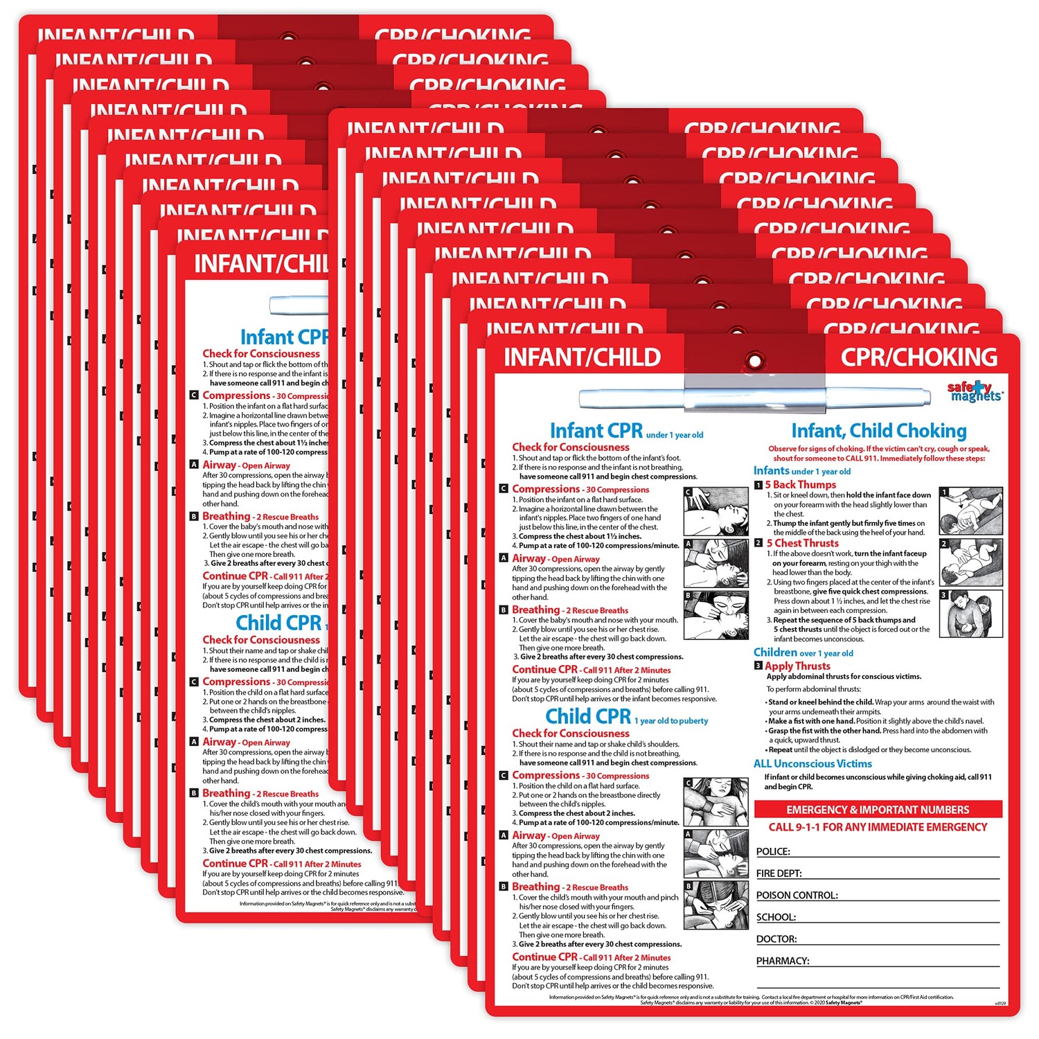 Infant and Child CPR and Choking Magnets (20 Pack) - Laminated with ...