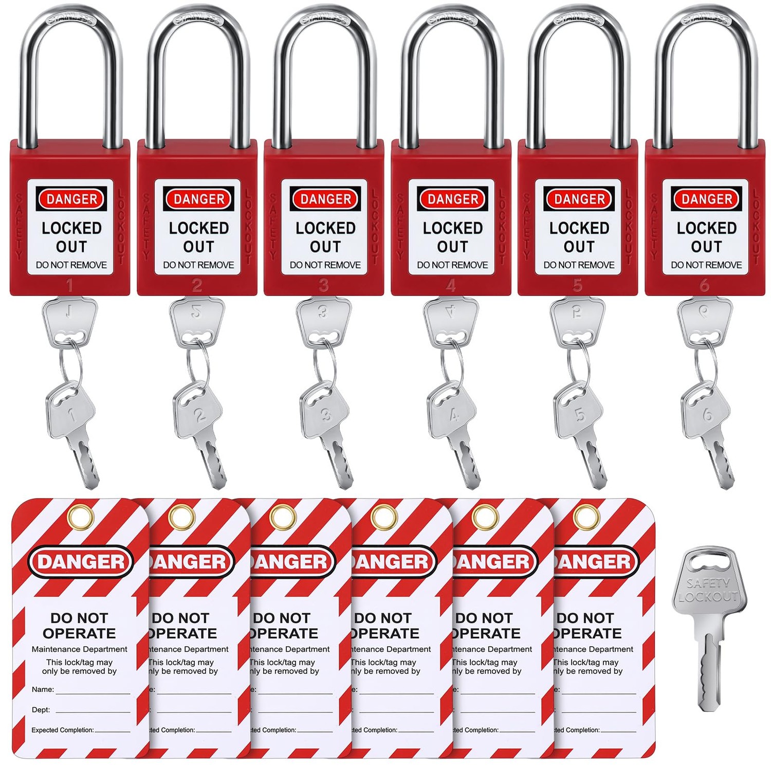 Landhoow 6 Set Lockout Tagout Locks Kit, Safety Keyed Padlocks with ...