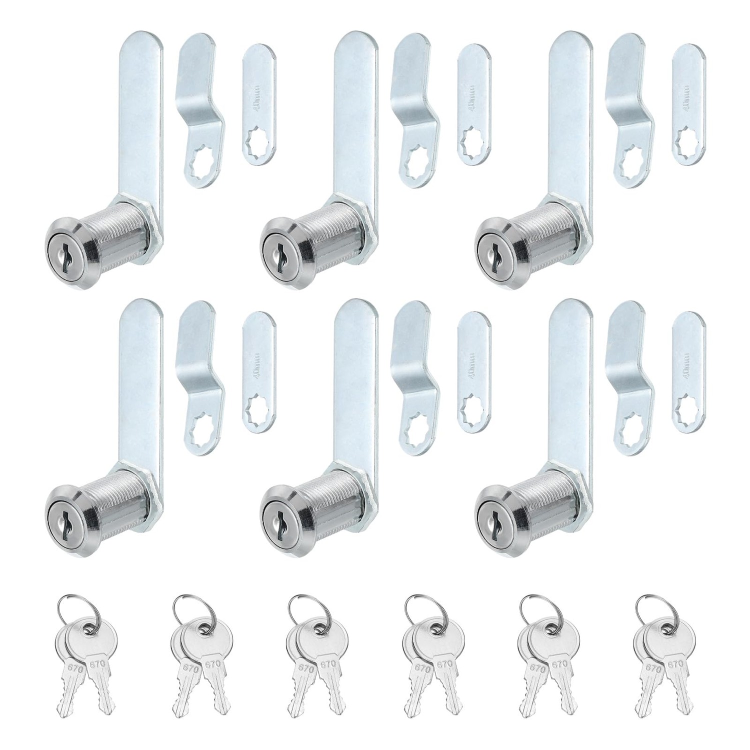 PATIKIL 1-1/8 Inch Cabinet Locks with Keys, 6 Pack Zinc Alloy Cam Lock ...