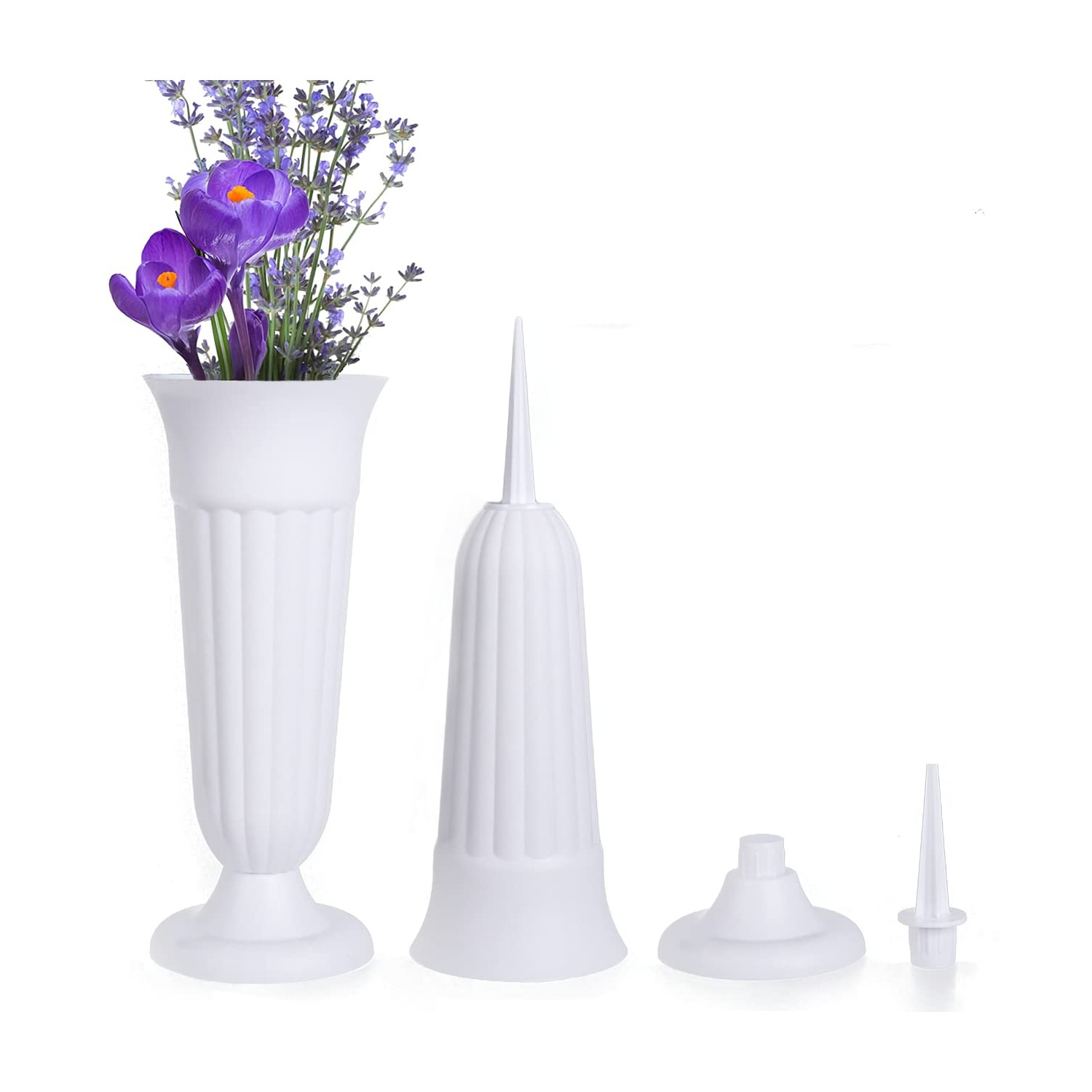 MissFox Grave Vase with Ground Spike and Base, 33 x 11 cm Plastic ...