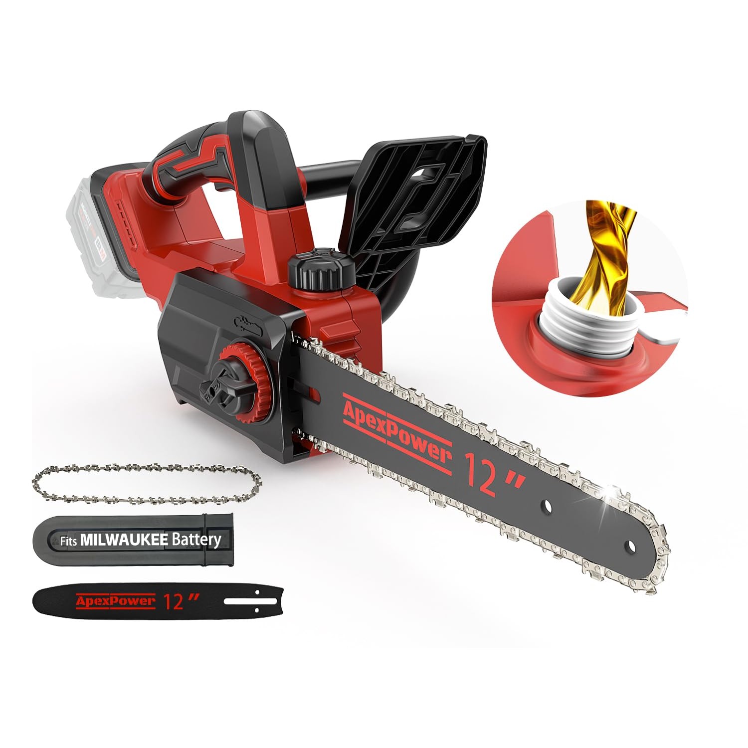 12 Inch Brushless Electric Chainsaw Cordless, for Milwaukee M18 Battery ...