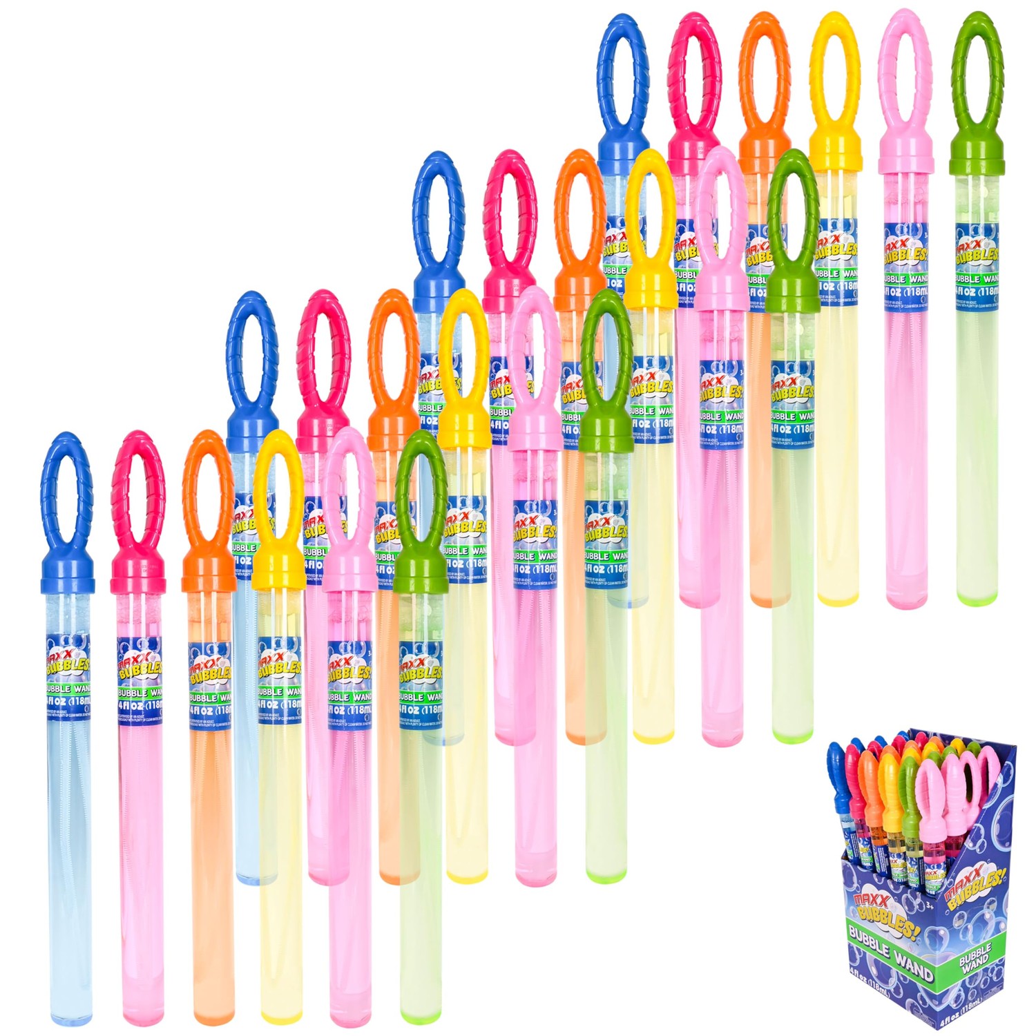 Maxx Bubbles 24 Pack 14.6" Bulk Bubble Wands for Summer Toy, Outdoor ...