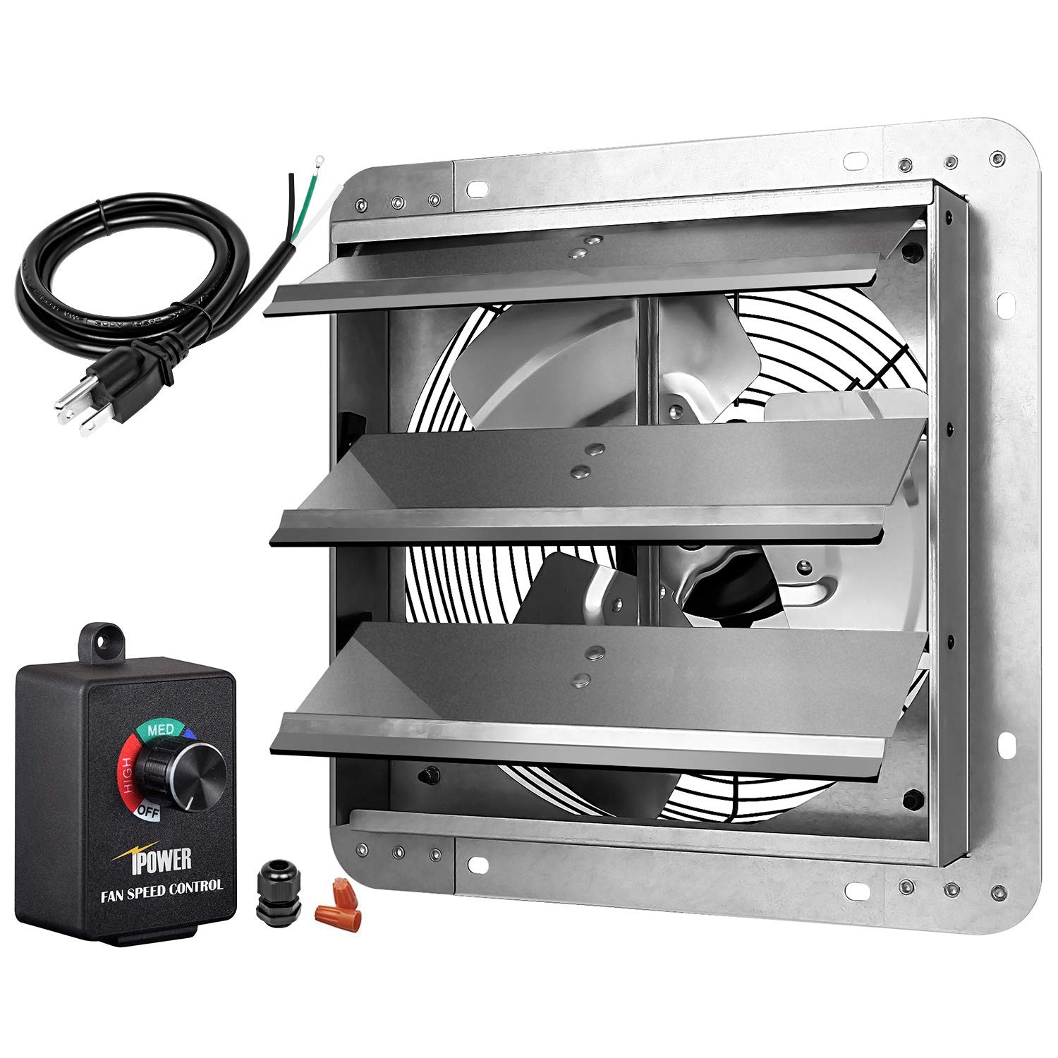 Simple Deluxe 12 Inch Wall Mounted Shutter Exhaust Fan with Speed ...