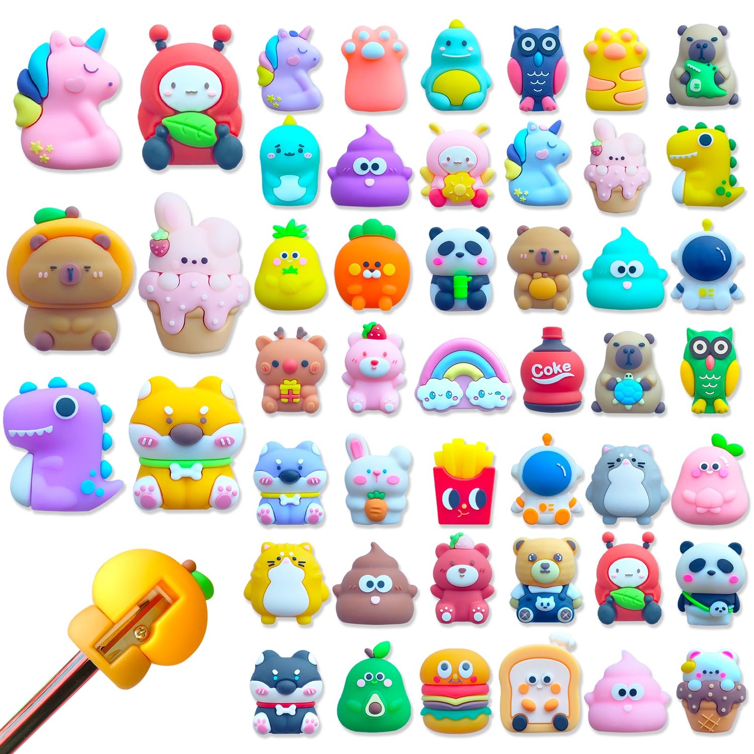 48 PCS Cute Pencil Sharpener for Kids Handheld Pencil Sharpeners Bulk ...