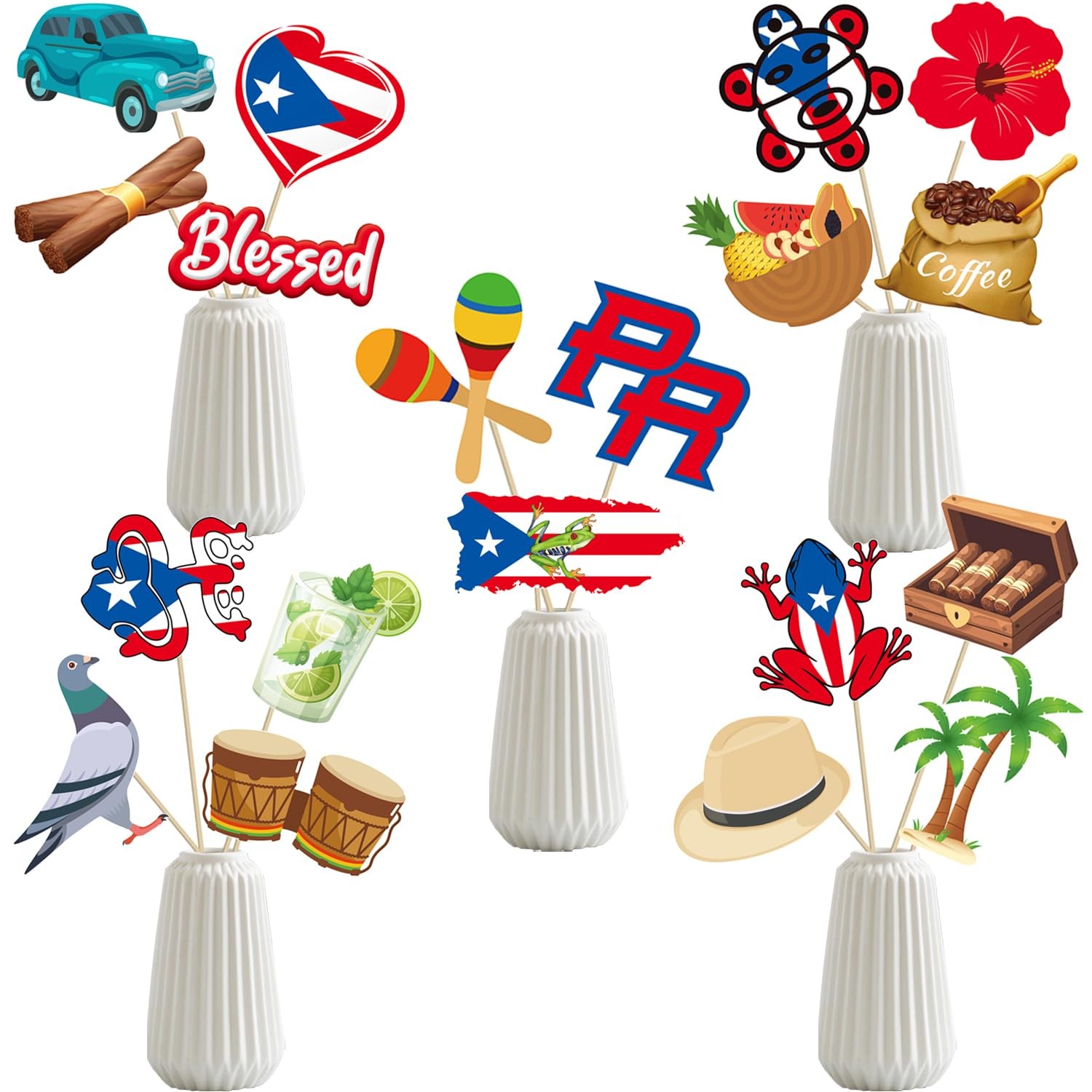 Puerto Rico Party Centerpiece Sticks 19PCS Puerto Rican Table ...