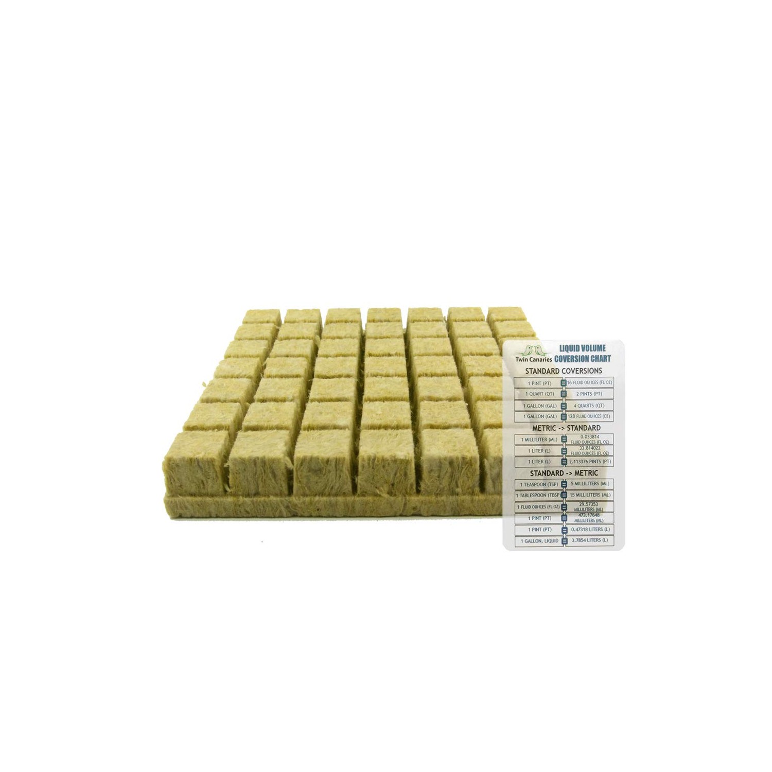 1.5" Rockwool Starter Plugs, 1 Sheet of 49 Plugs + Twin Canaries Chart ...