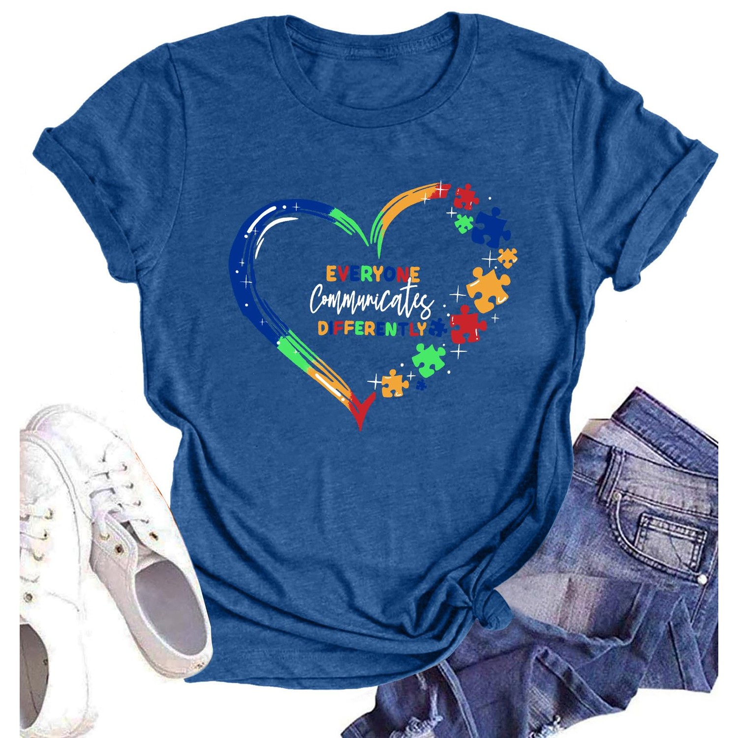 playera de concientización sobre el autismo para mujer: Be Kind Autismo, camisetas gráficas de ...