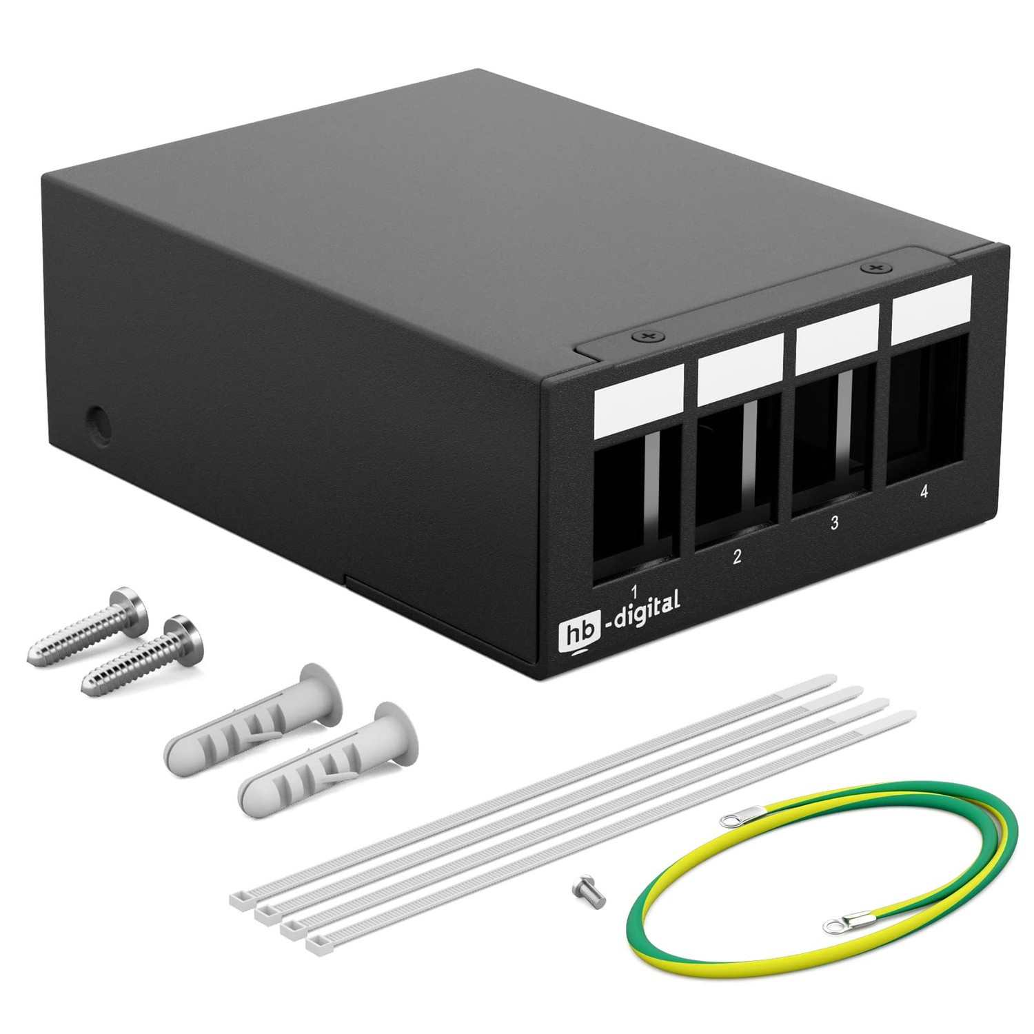 hb-digital 4-Port Patch Panel Housing for Keystone Modules with e.g ...
