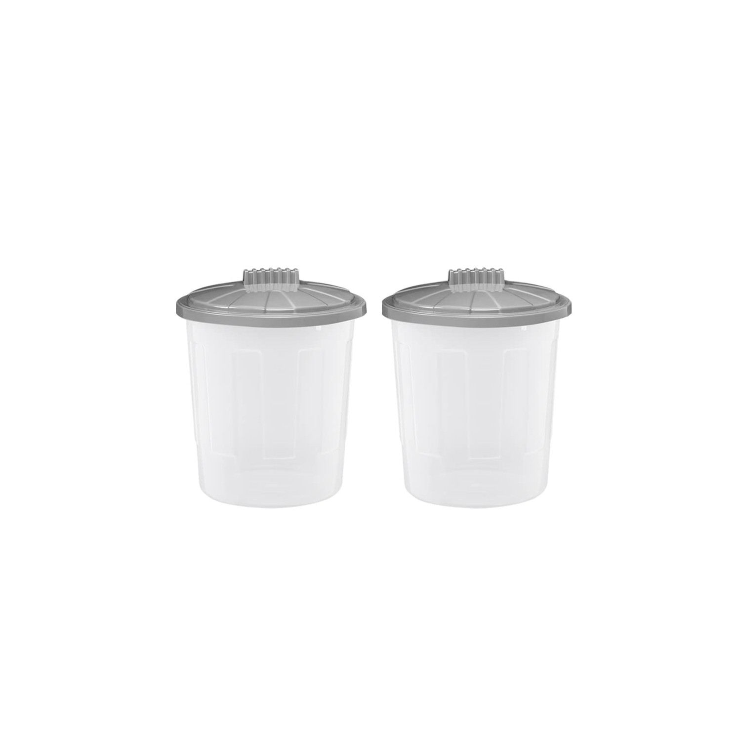 2 X Clear/Cool Grey 8L Litre Fun Bin With Twist Lock Lid Plastic Small ...