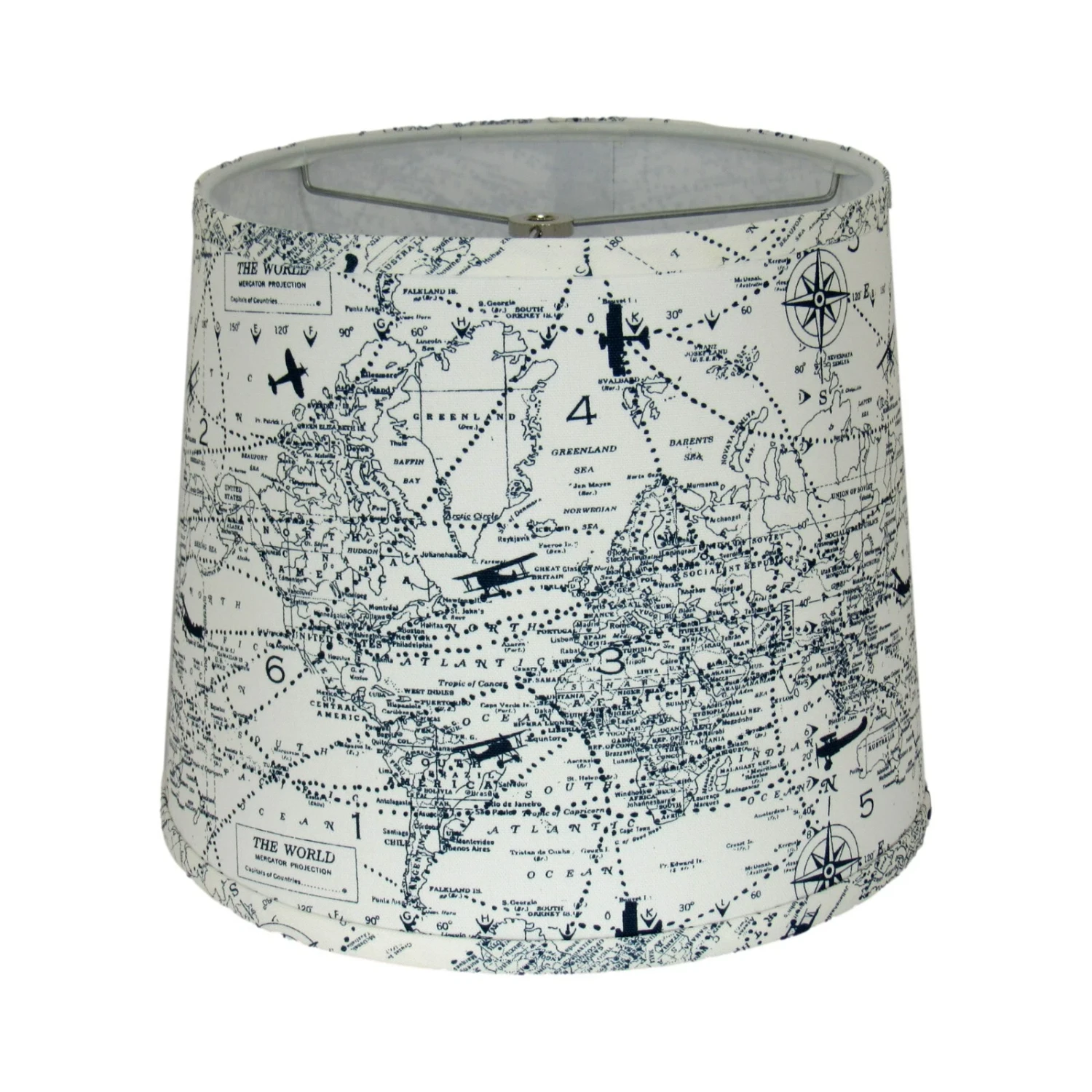 Lamp Albert Estate Ltd, Navy World Map Drum Lamp Shade, 12" Drum Shade ...