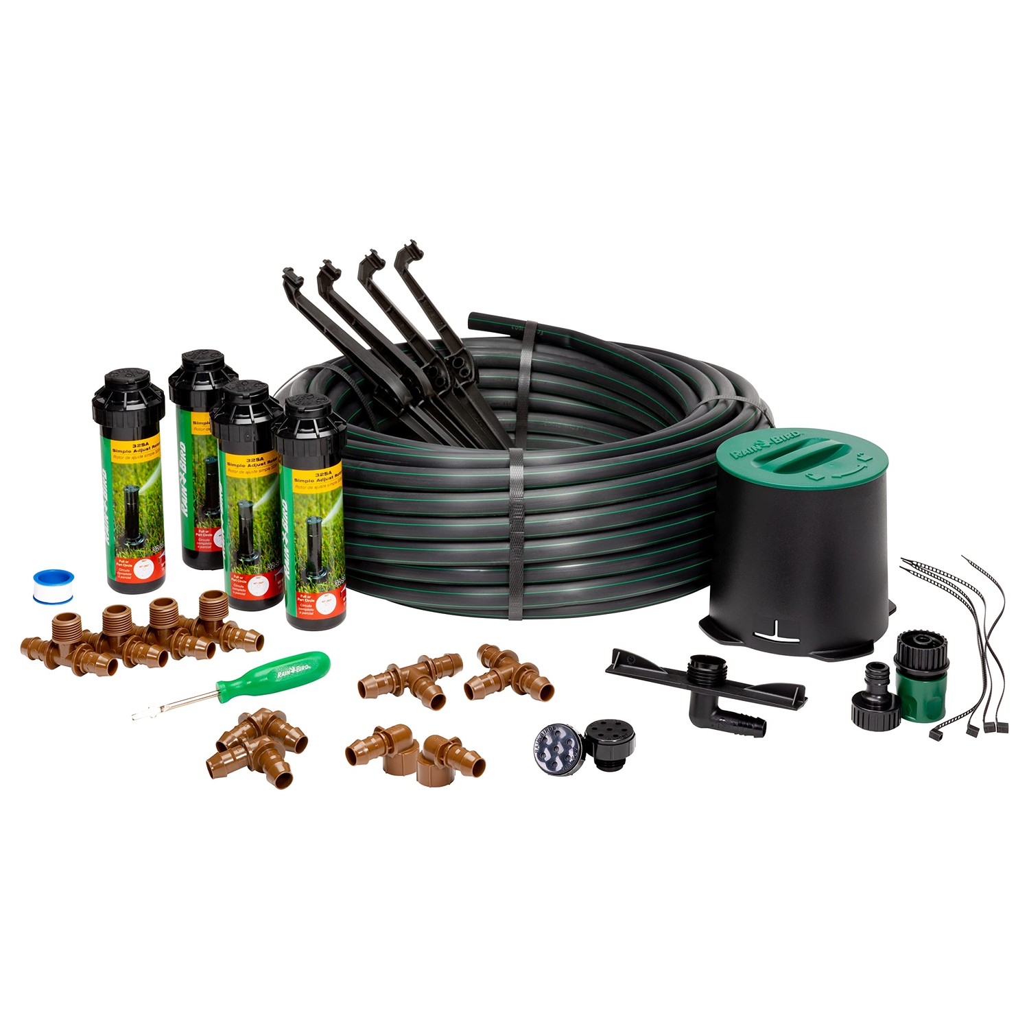 Rain Bird 32HE In-Ground Pro Rotor Pop-up Sprinkler System Kit with ...