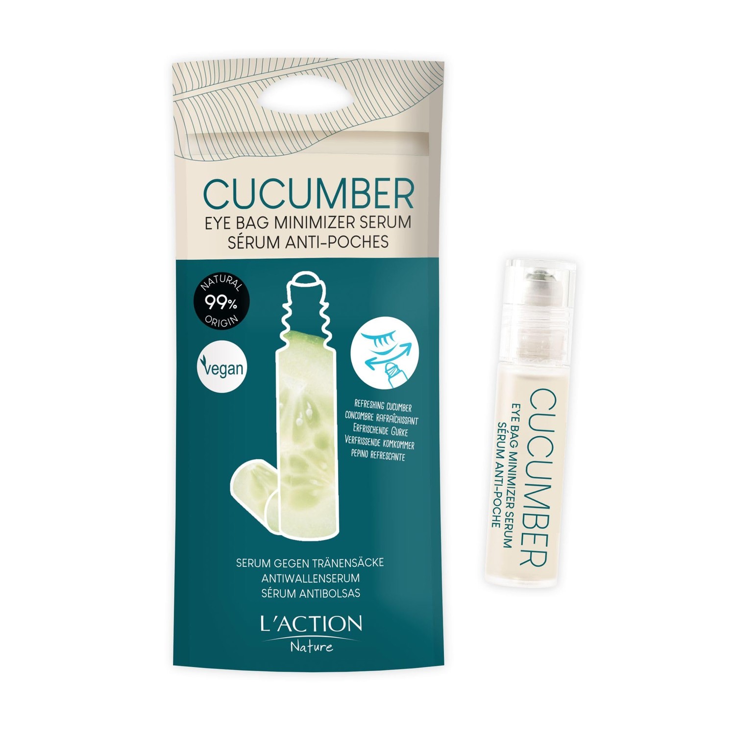 L'Action Paris Eye Bag Minimiser Serum, Natural Eye Serum with Cucumber ...