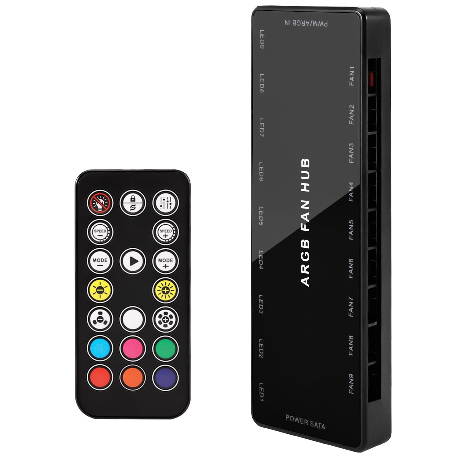 Joycabin ARGB PWM Fan Hub, ARGB Hub with Controller, 2-in-1 PWM ...