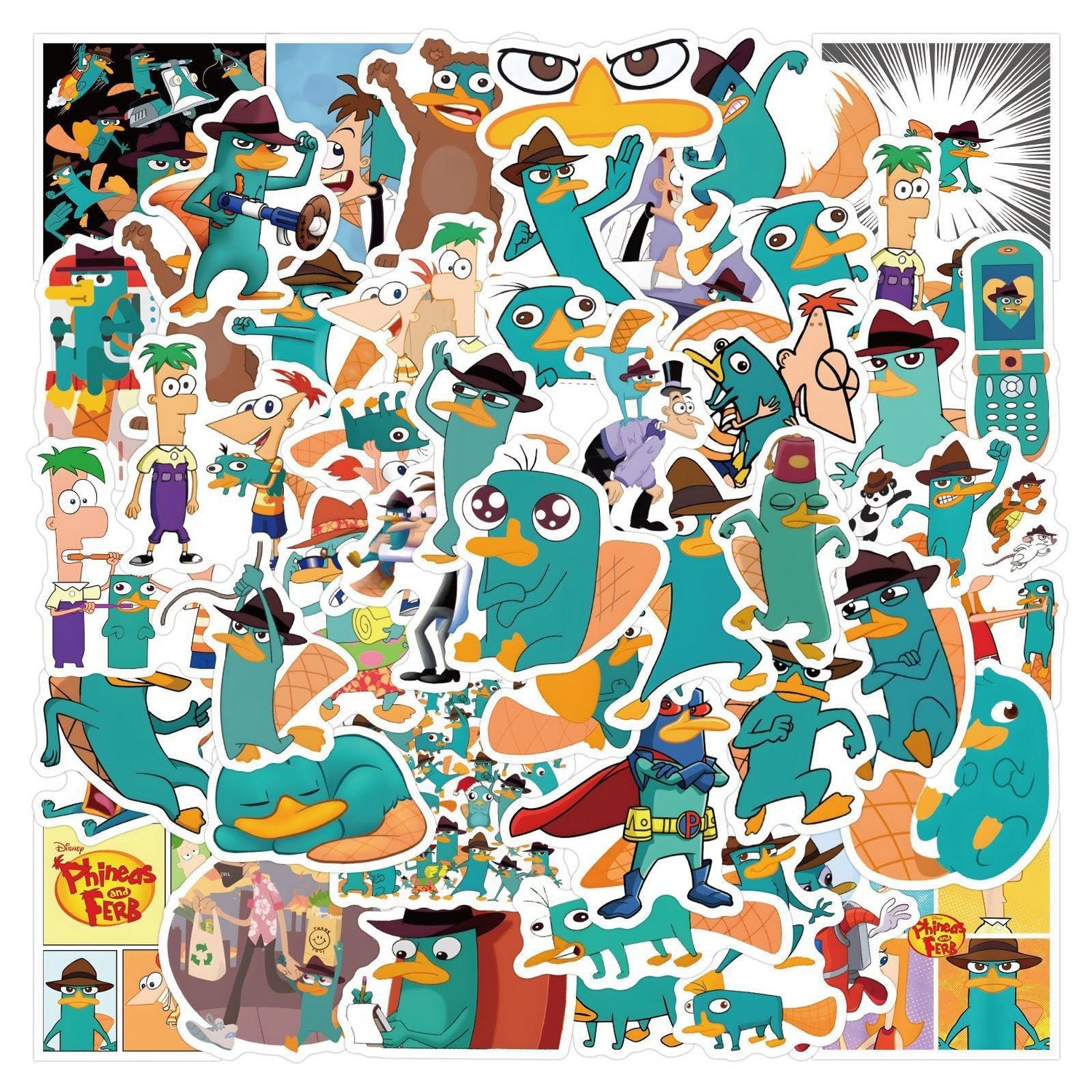 55pcs Perry The Platypus Stickers Agent P Stickers for Kids Water ...