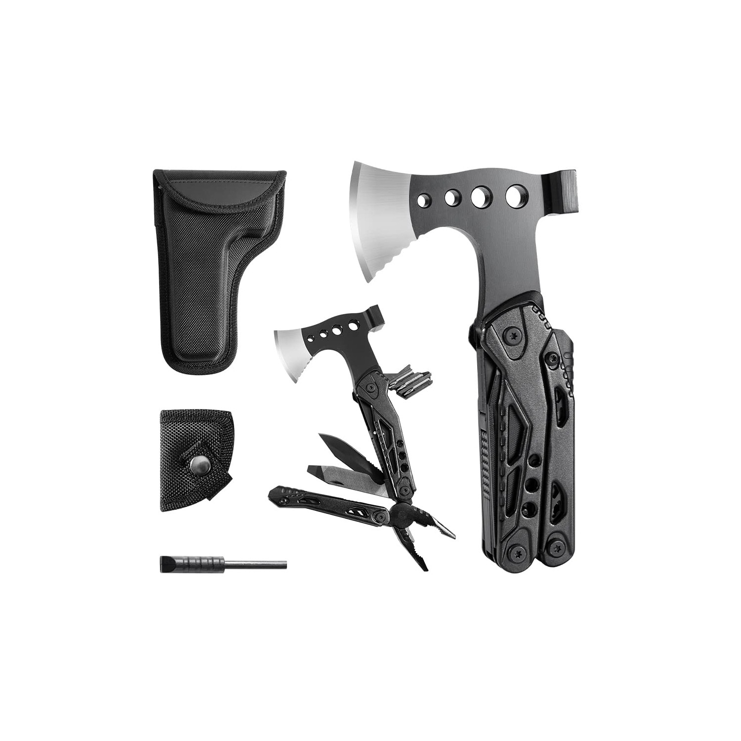 TESCOACH Multi-Tool Multi-functional Hatchet 15-in-1 Outdoor Tool for ...
