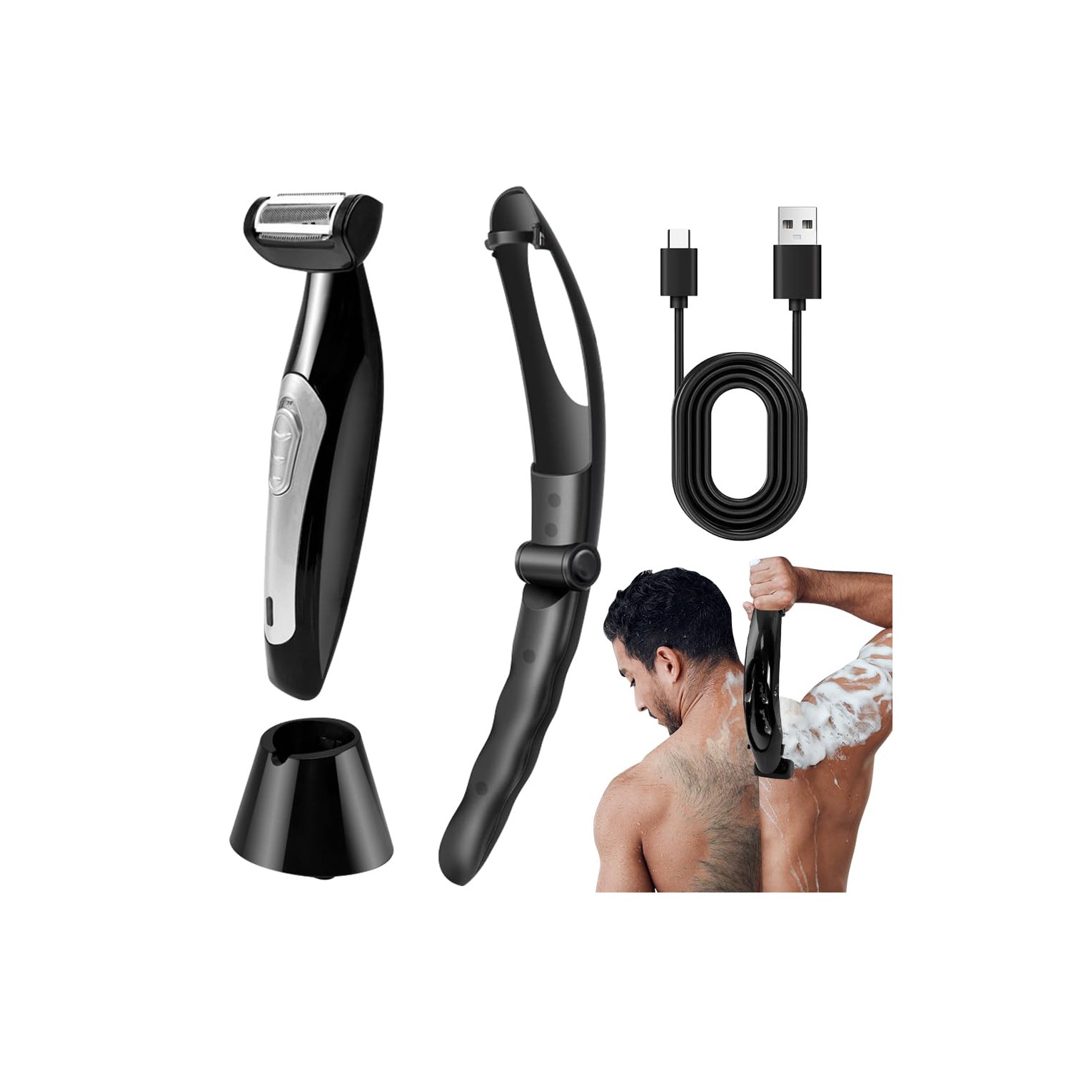 HOVCEH Men's Electric Back Razor, Multifunctional Back Razor with ...