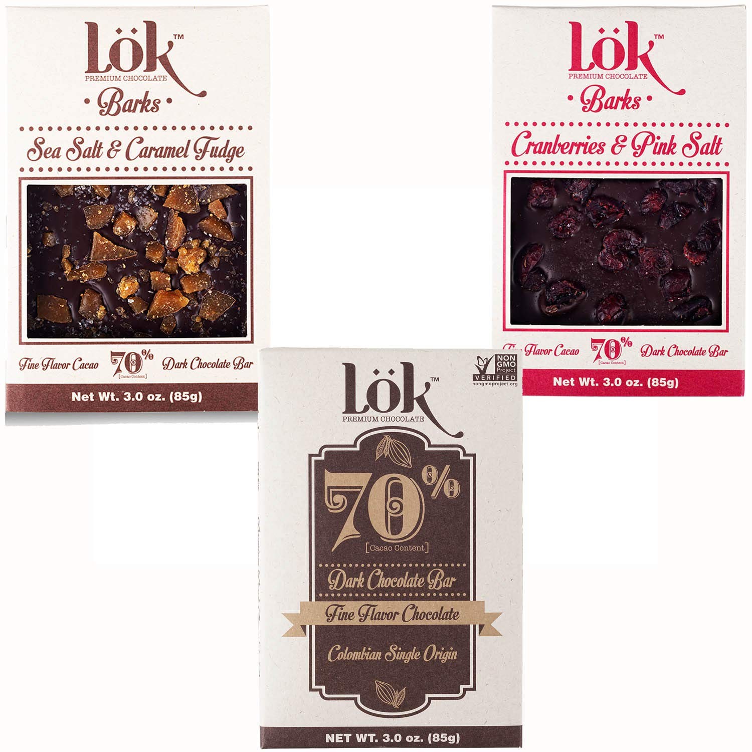 Lok Variety Pack Mixed Chocolate Bars Lök | 70% Cacao, Cranberries ...