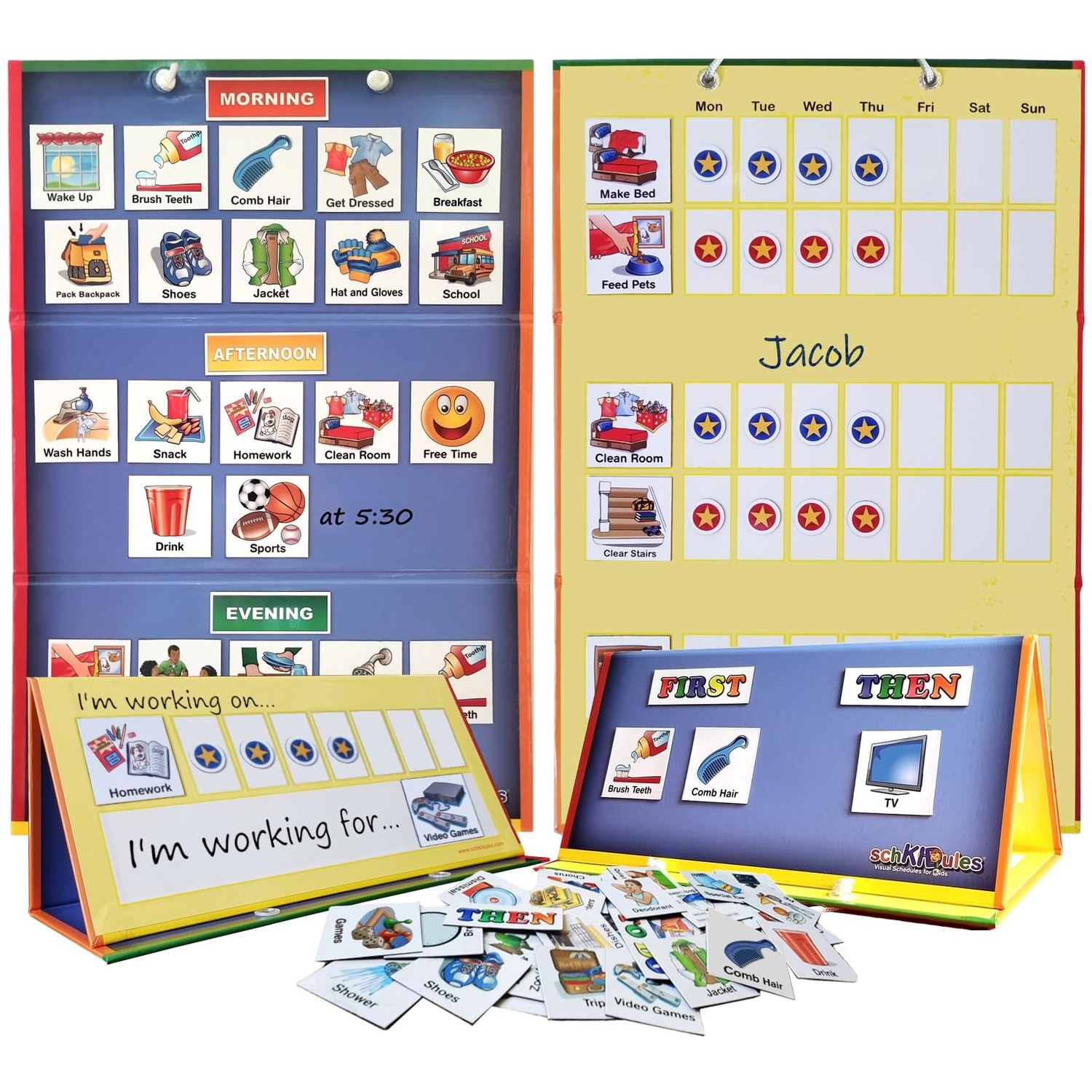 SchKIDules Home-Themed Magnetic Visual Schedule & Reward Chart w/129 ...