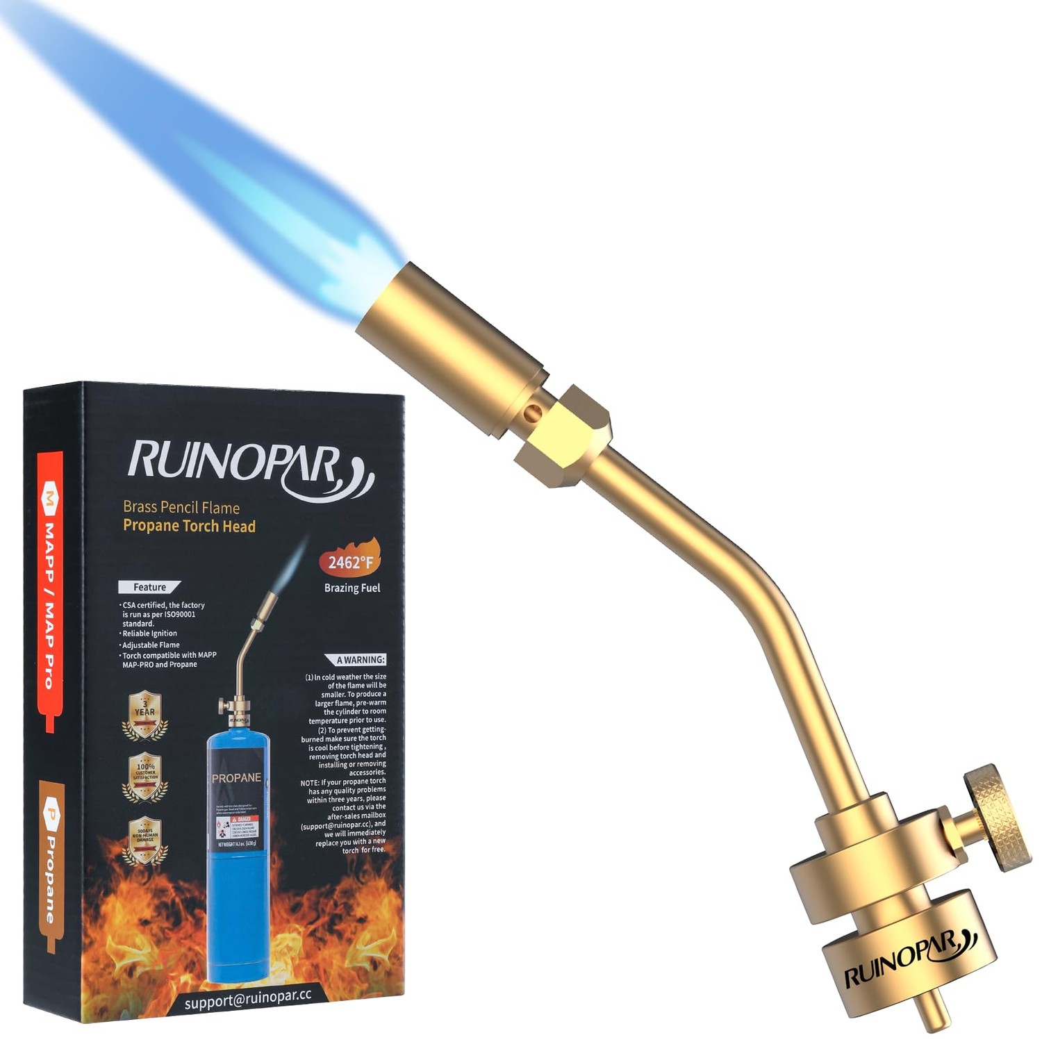 Propane Torch Head, Mapp Map Gas Torch, Solid Brass Soldering Torch ...