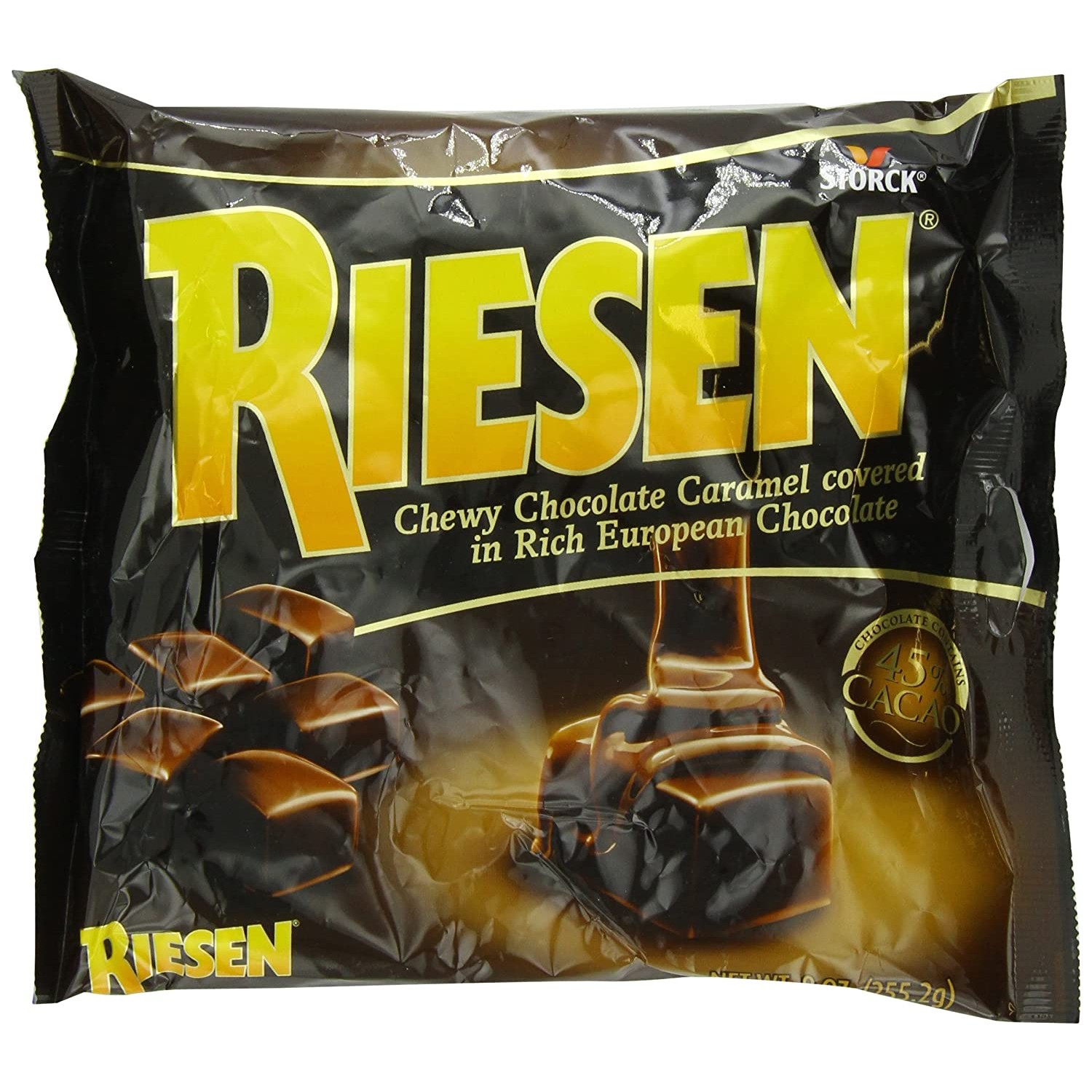 RIESEN Chewy Dark Chocolate Caramel Candy, 9 Ounce Bag, Individually ...