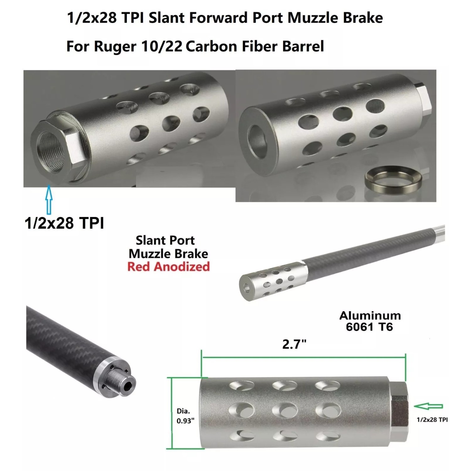 Fieldsport Inc Sil 1/2x28 Slant Forward Blow Compensator Muzzle Brake ...