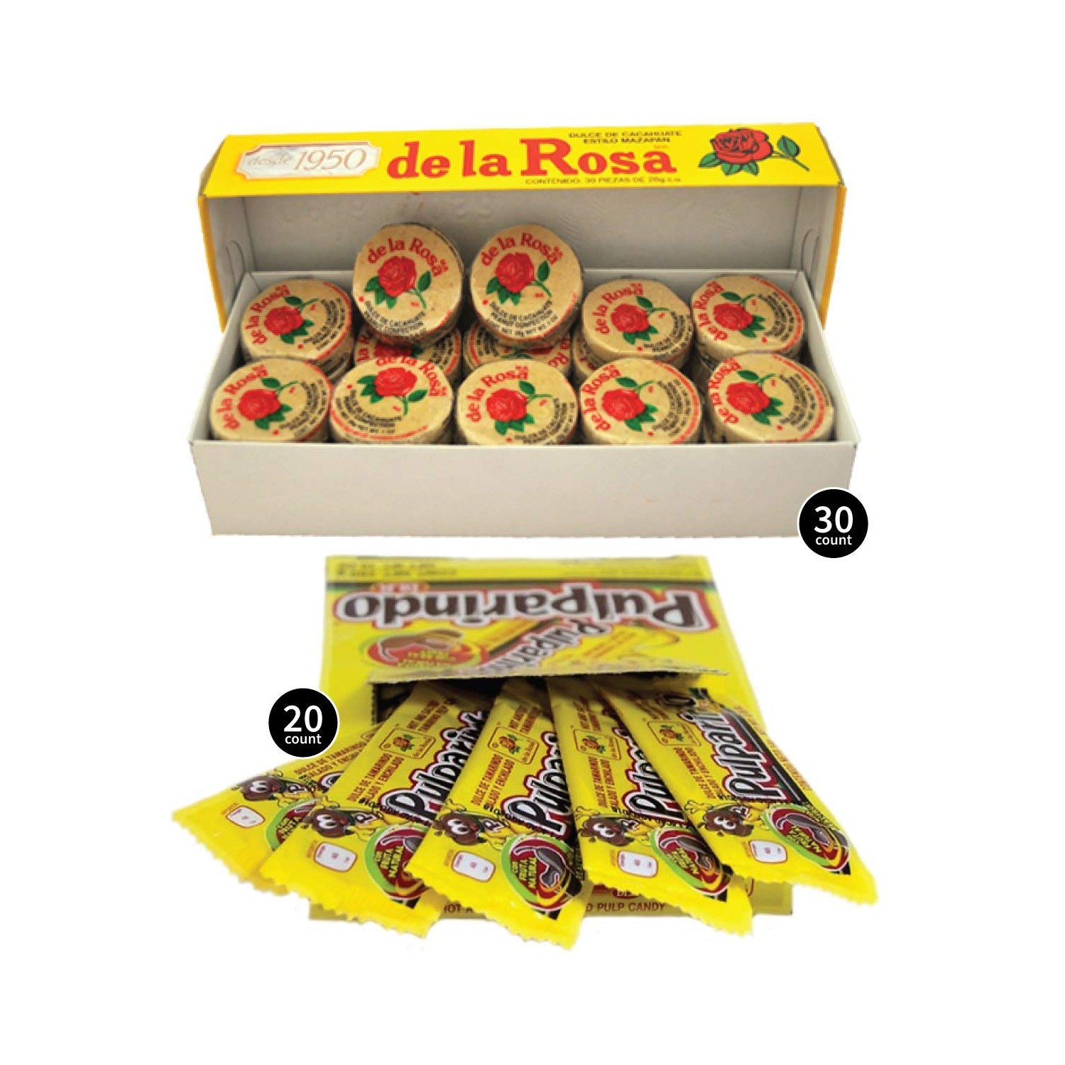 De La Rosa Marzipan Peanut Classic Mexican Candy (30 pieces) and Dulce ...