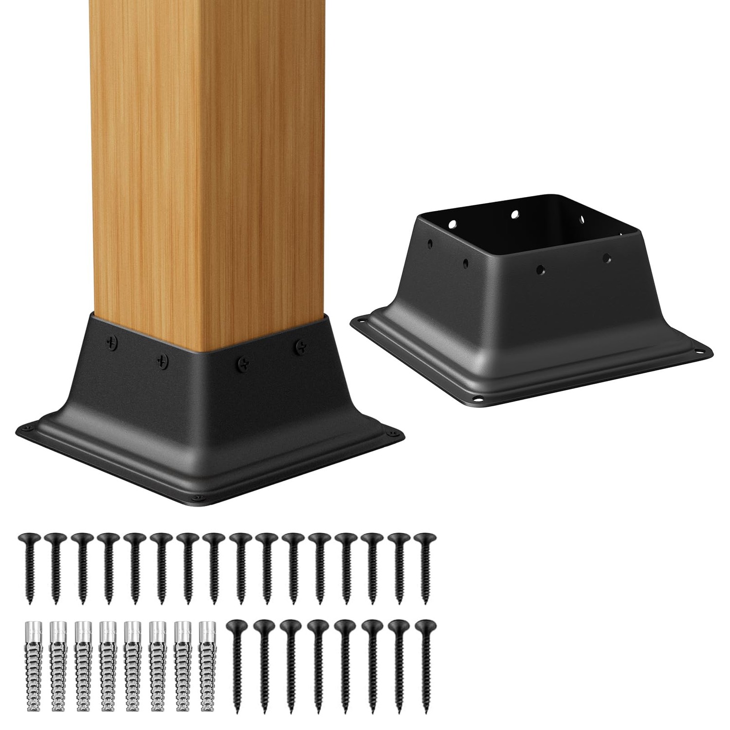SPACEEUP 4x4 Post Base 2PCS, Internal Size 3.6 x 3.6 Inch Heavy Duty ...