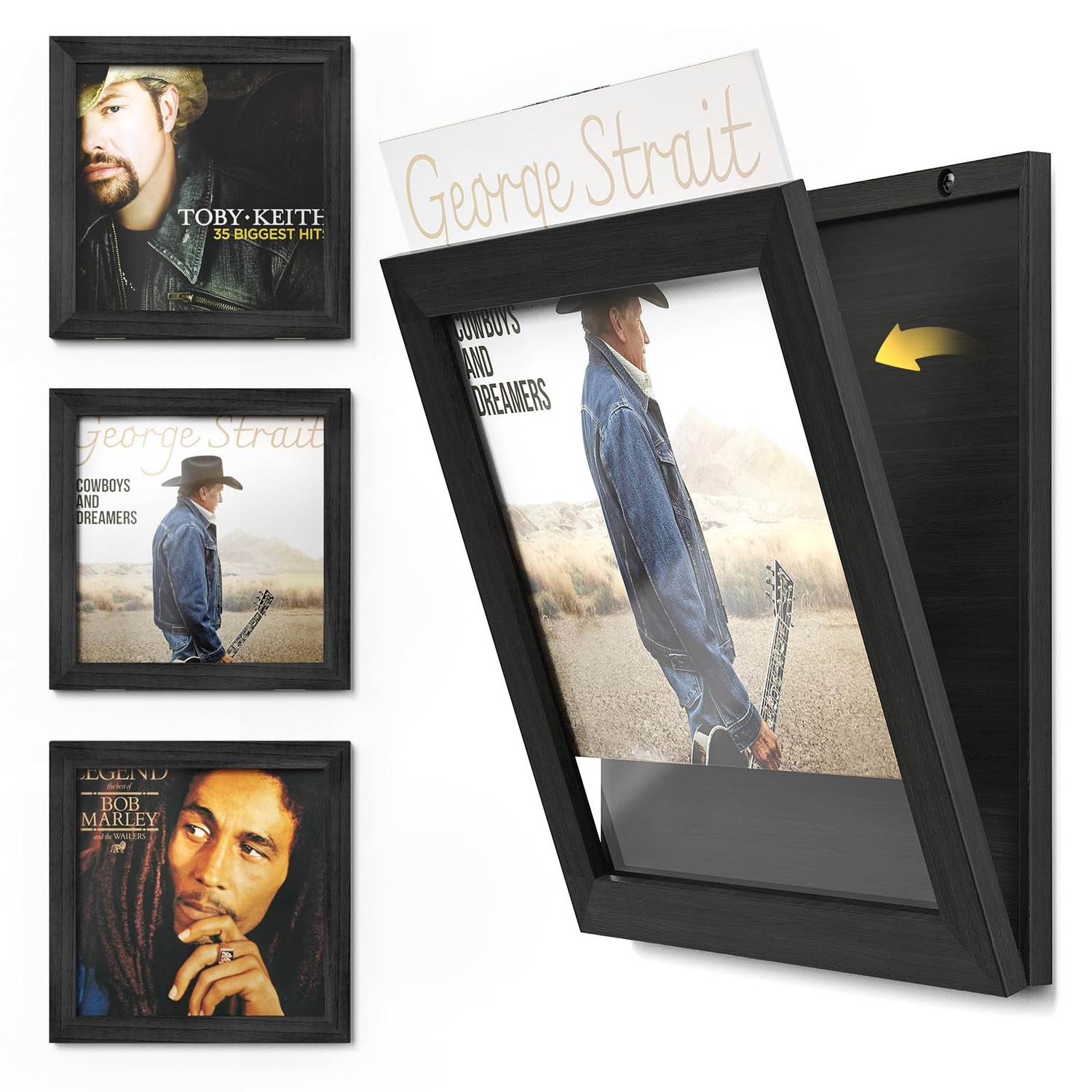 Emfogo Vinyl Record Frame Wall Front Opening, 3-Pack Album Frames for ...