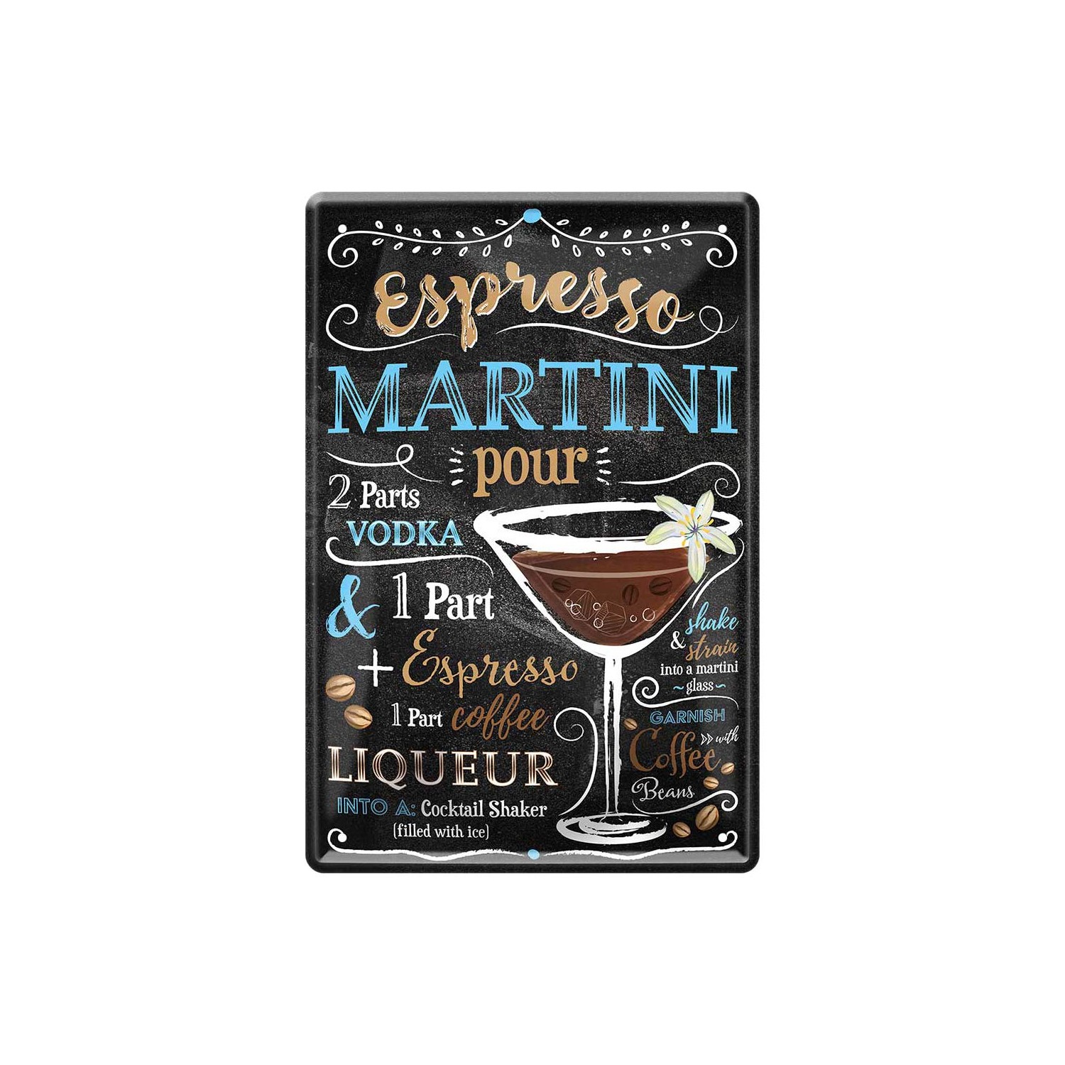 Tin Sign Ingredients Recipe Espresso Martini - Retro Decorative Sign ...