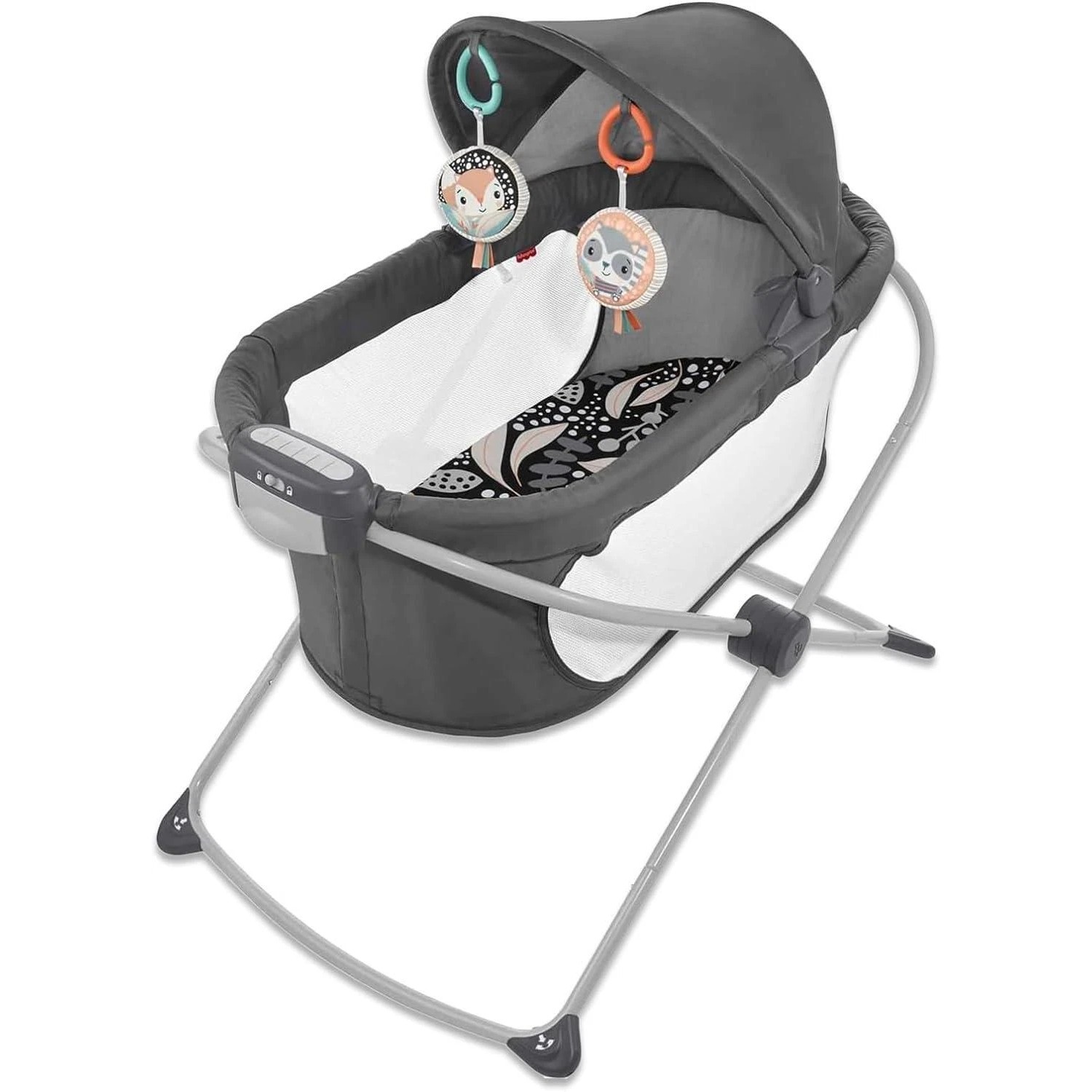 Fisher-Price Baby Crib Soothing View Portable Bassinet Foldable Bedside ...