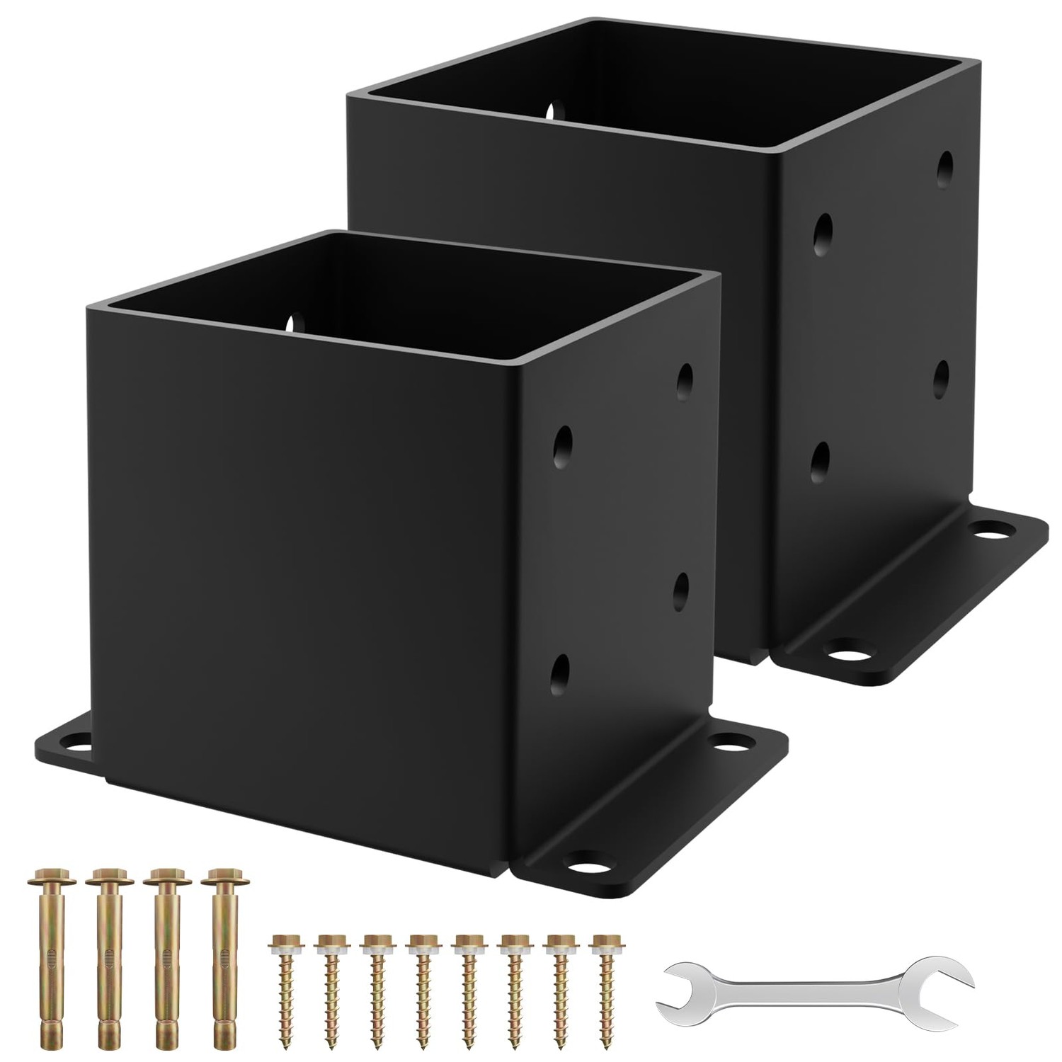6x6 Post Base 2PCS, Inner Size 5.6x5.6 Inch Fence Post Anchor, Rust ...