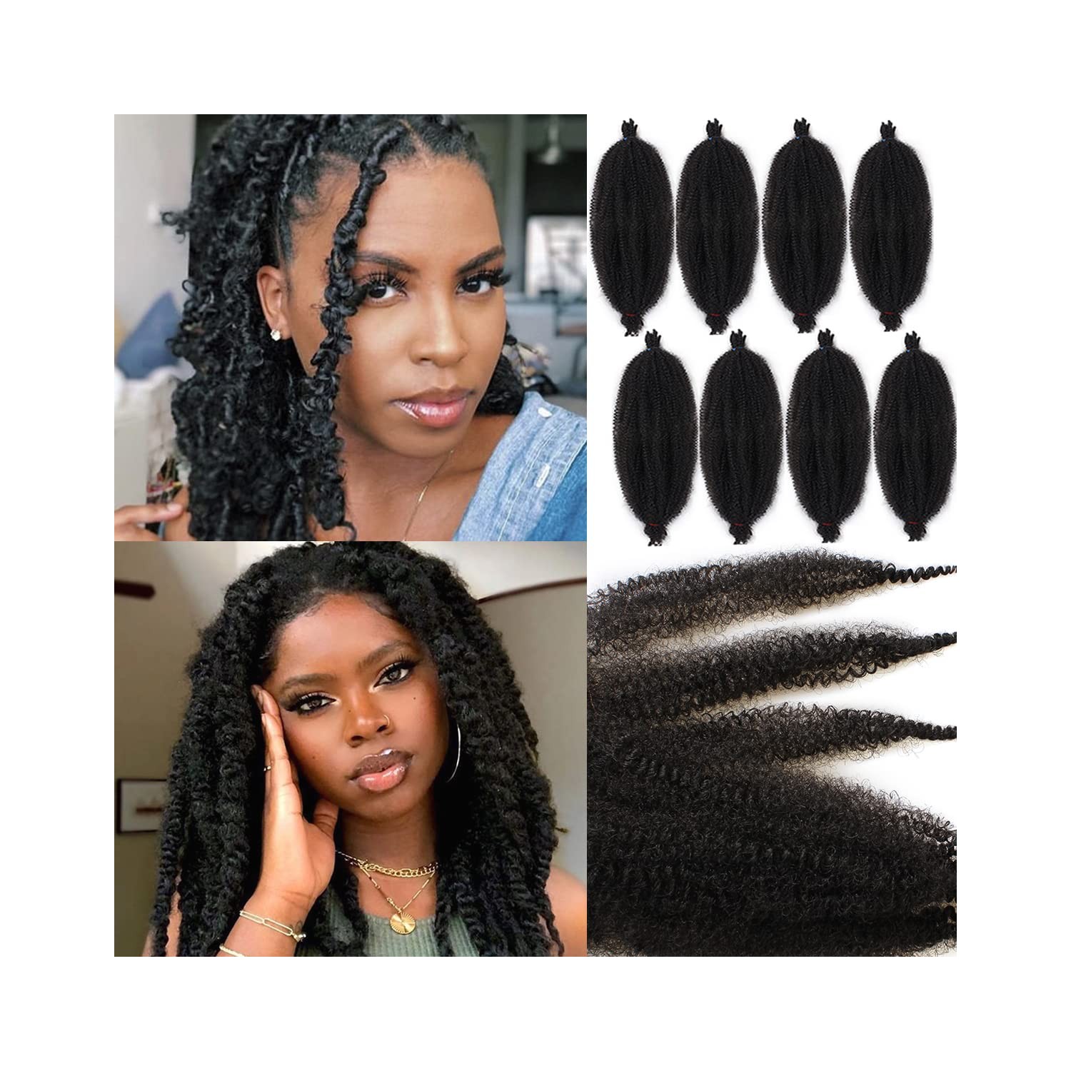 Leeven 16 Inch Pre Separated Springy Twist Hair for Afro Marley Locs 8 ...