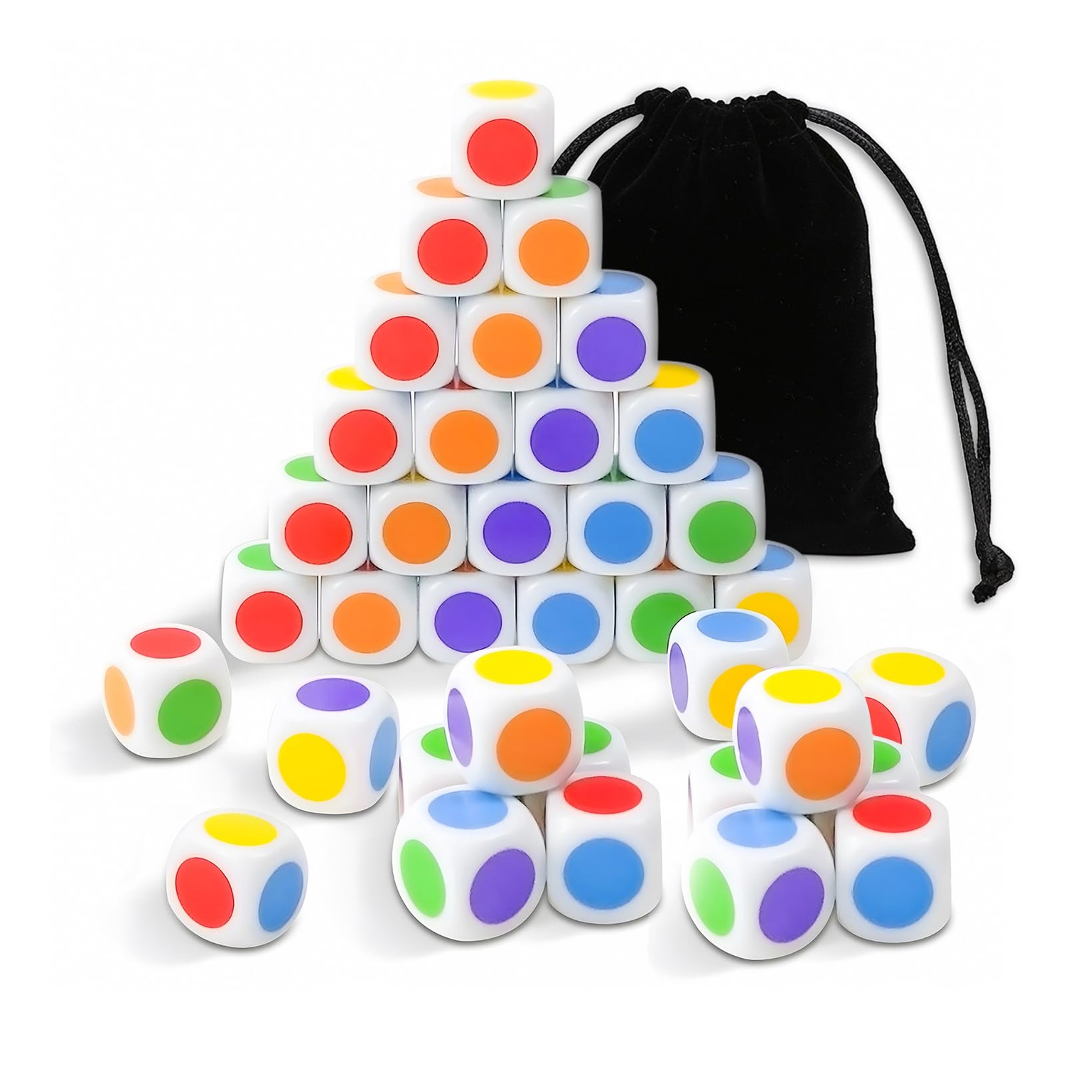 Pack of 50 Colour Cubes, 6 Colours with Dots, Adjustable 16 mm Dots ...