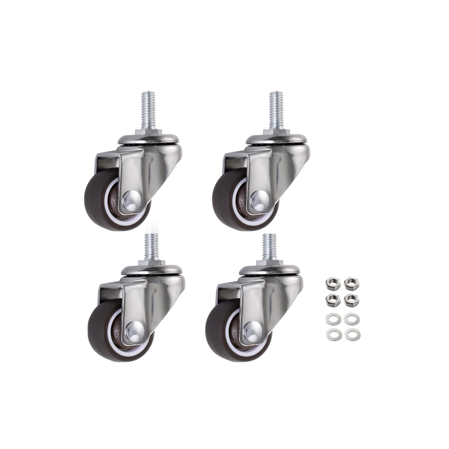 Skelang 4 Pcs 25mm Swivel Stem Threaded Castors, TPE Mute Caster Wheel ...