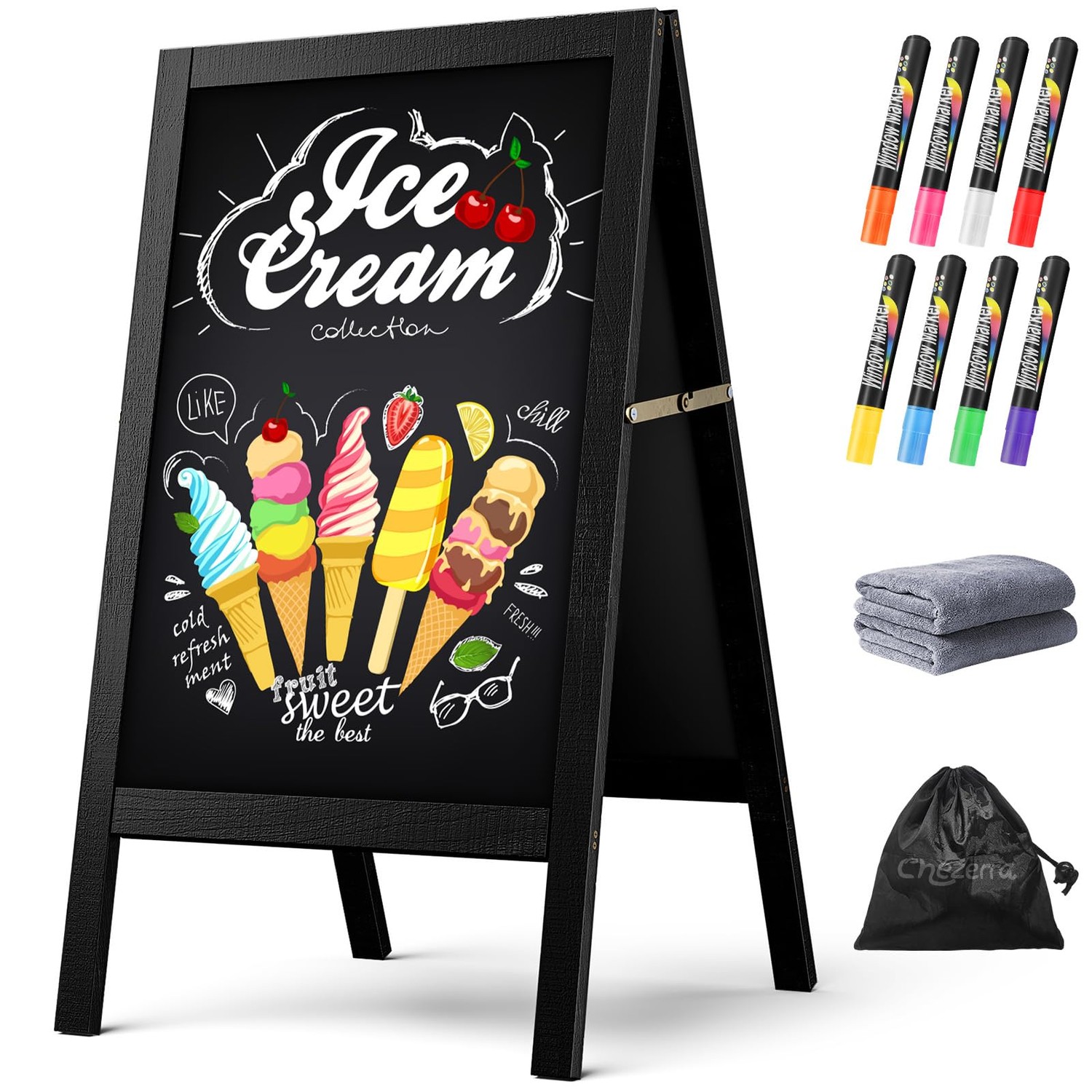 Chezerra A Frame Chalkboard Sign, 40"x20" Extra Large Sidewalk Chalk ...