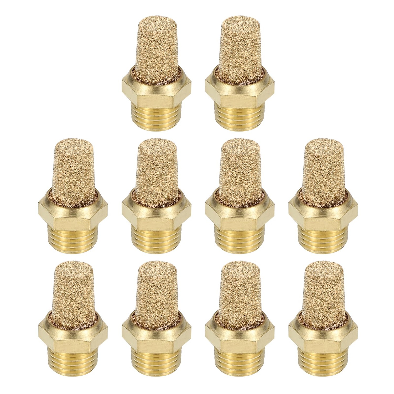 PATIKIL 1/4 Inch NPT Sintered Bronze Exhaust Muffler, 10Pcs Brass ...