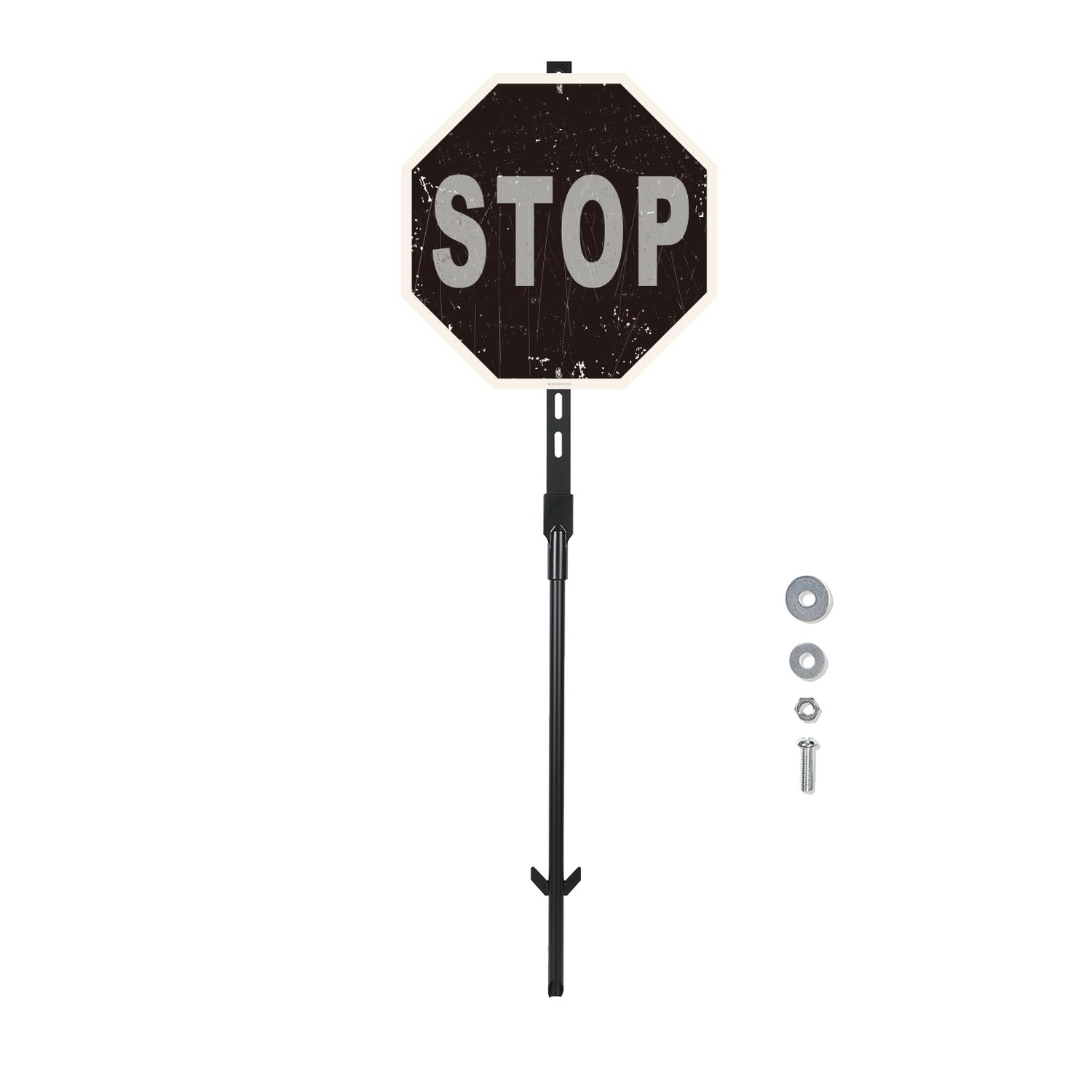 1 Pcs black stop sign with 4 ft stake 12" x 12" Street Traffic Warning ...