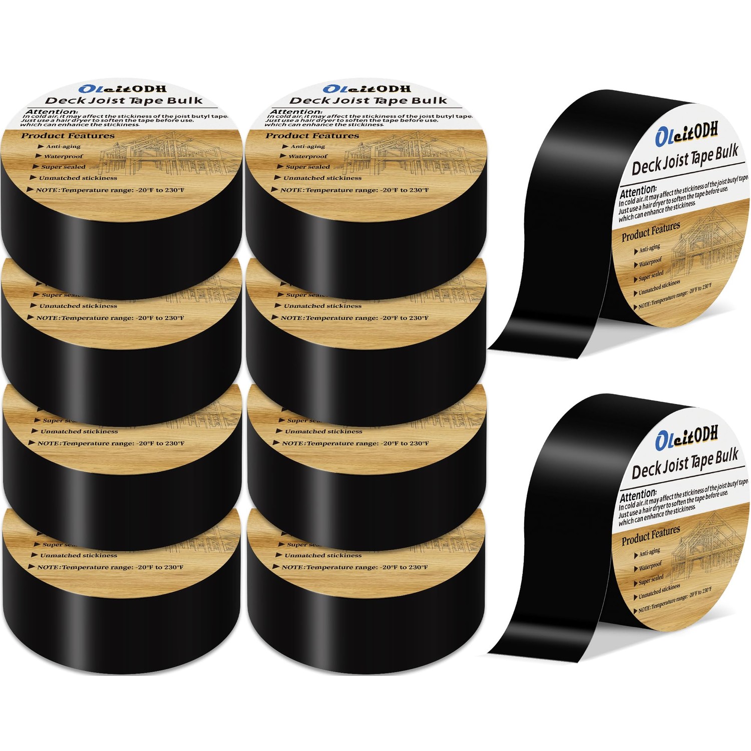 10 Rolls Joist Tape Decks Bulk Butyl Flashing Tape for Decks, Butyl ...