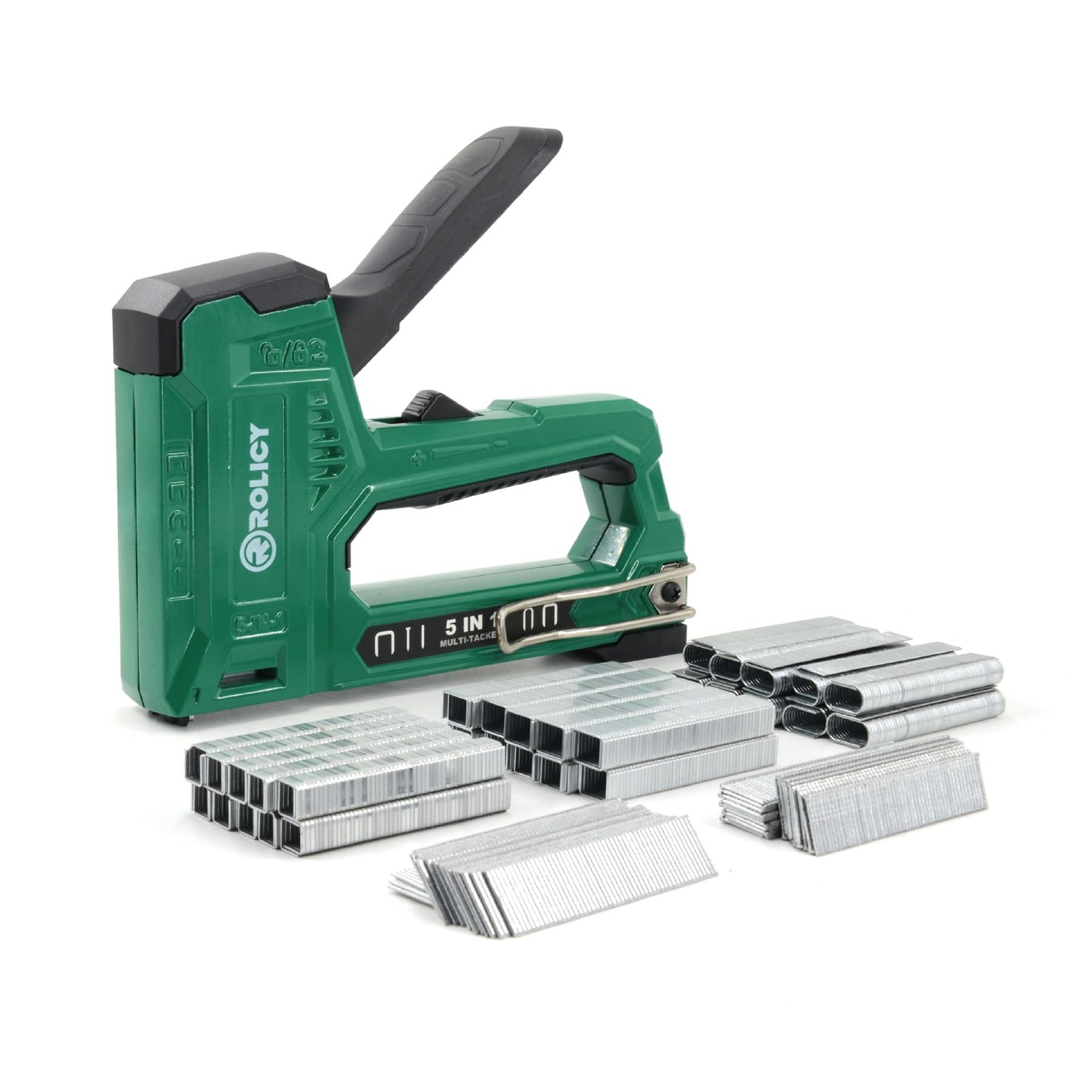 ROLICY 5-in-1 Heavy Duty Aluminum Staple Gun Kit, Manual Brad Nailer ...