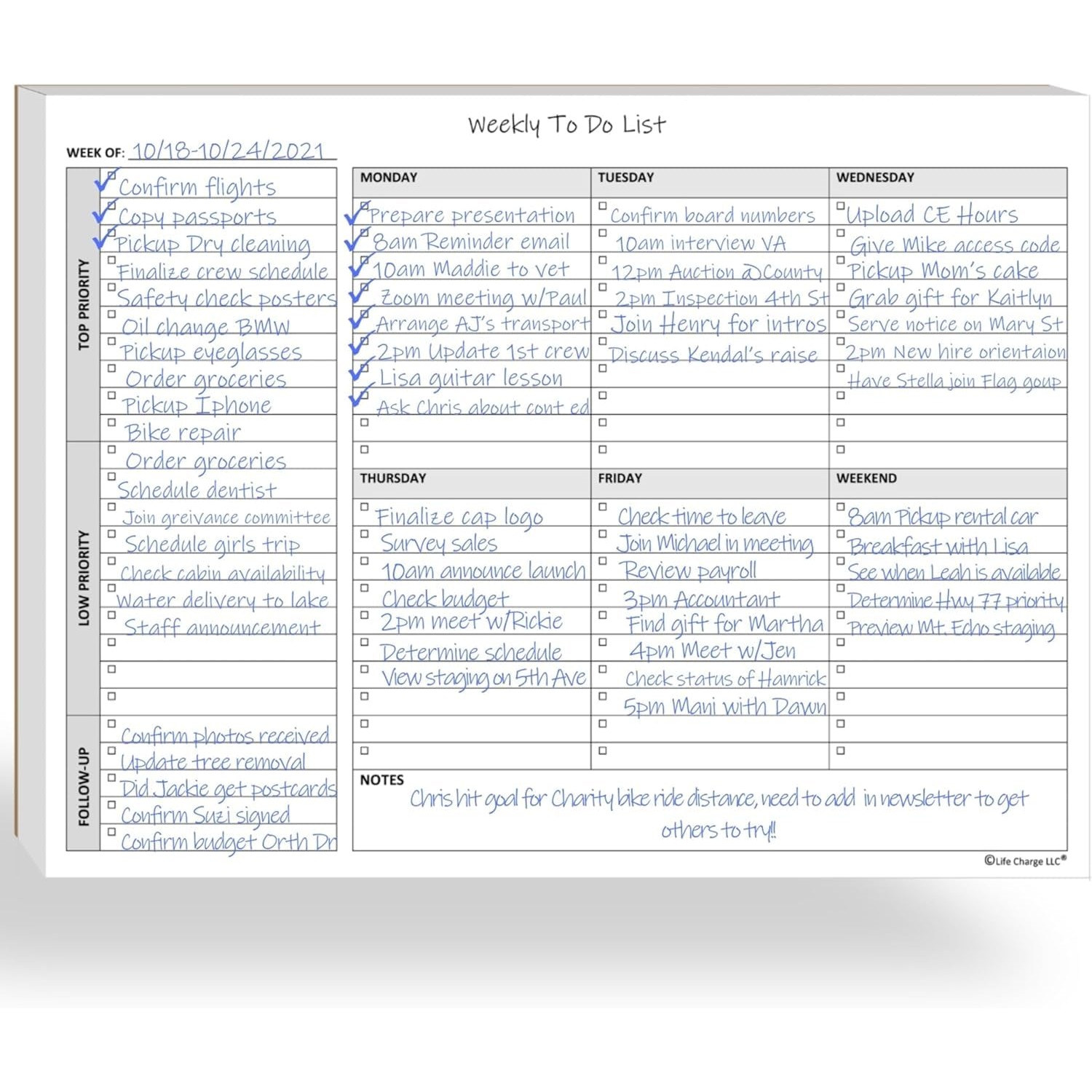 Weekly To Do List Notepad, 60 Page Task Planning Pad w/Daily Checklist ...