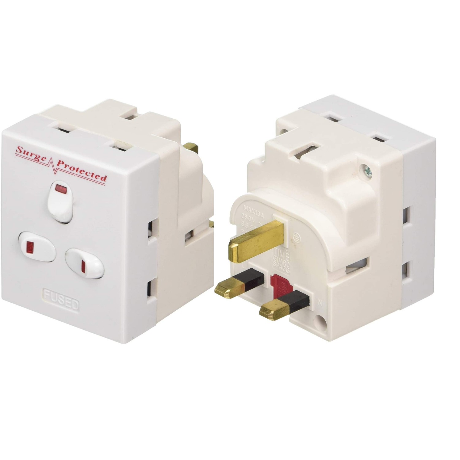 KAV 3 Way Plug Adaptor UK - Triple Plug Splitter Socket, Multi-Plug ...