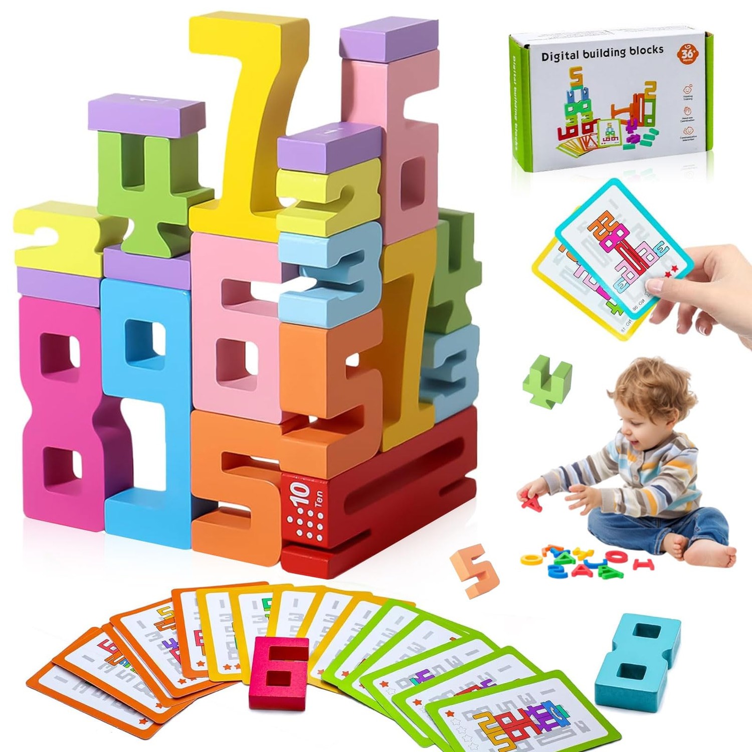 20 Stück Numberblocks, Bausteine Ab 3 Jahre, Zahlenbausteine aus Holz ...