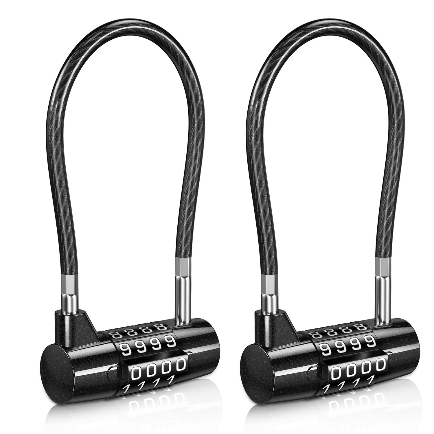ORIA Long Shackle Combination Padlock, 4 Digit Combination Cable Lock ...